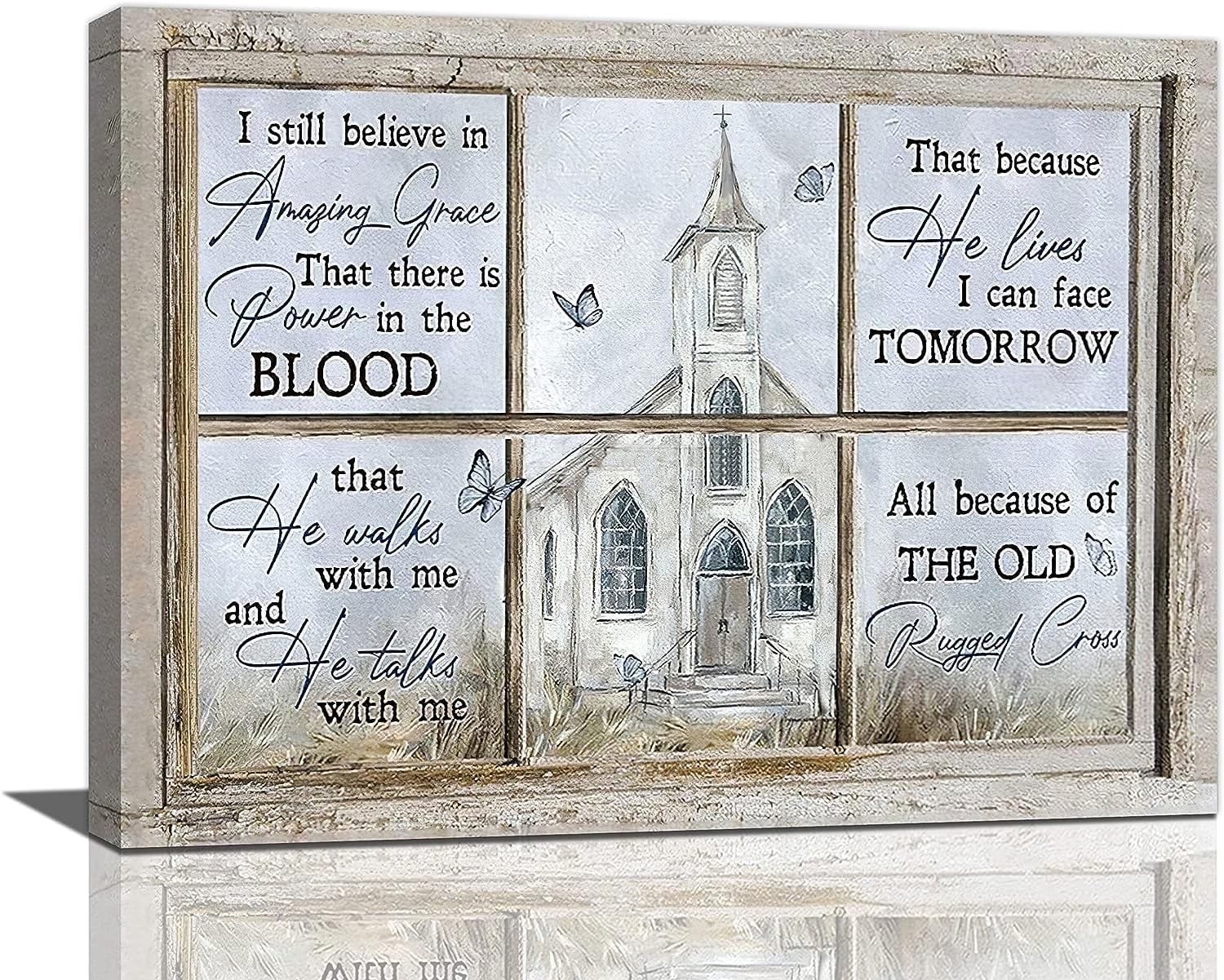 Christian Church Butterfly Amazing Grace Wall Art for Office, Rustic ...