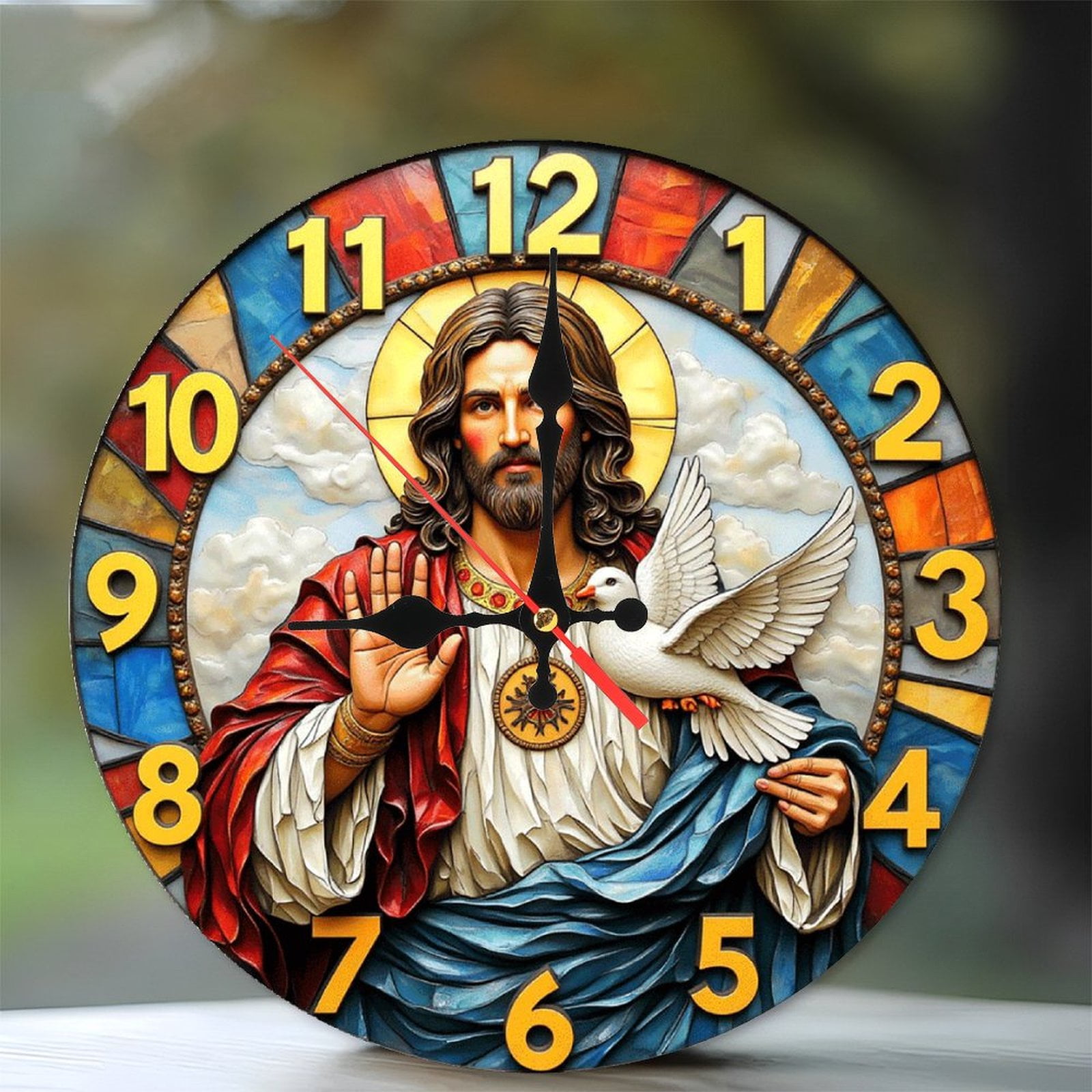 Religious Wall Clock with Holy Symbolism And Faith 10-Inch Silent ...