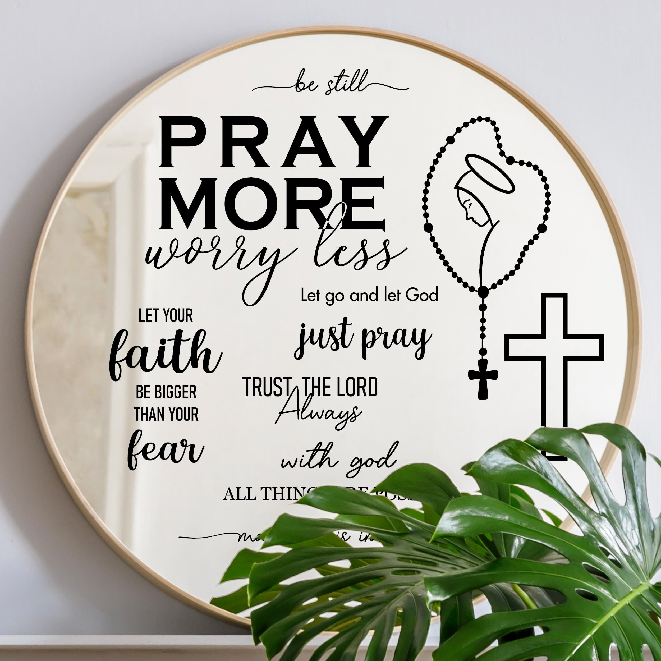 Religious Wall Mirror Decals - Set of 10 Black Inspirational Vinyl ...