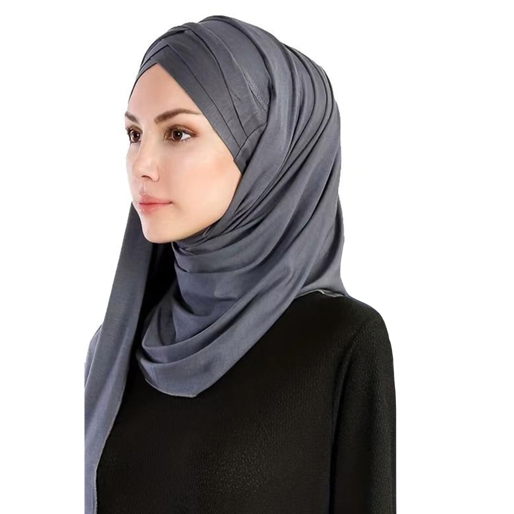 Religious Woman Middle East Headscarf Turbans Plain Color Arab Scarf ...