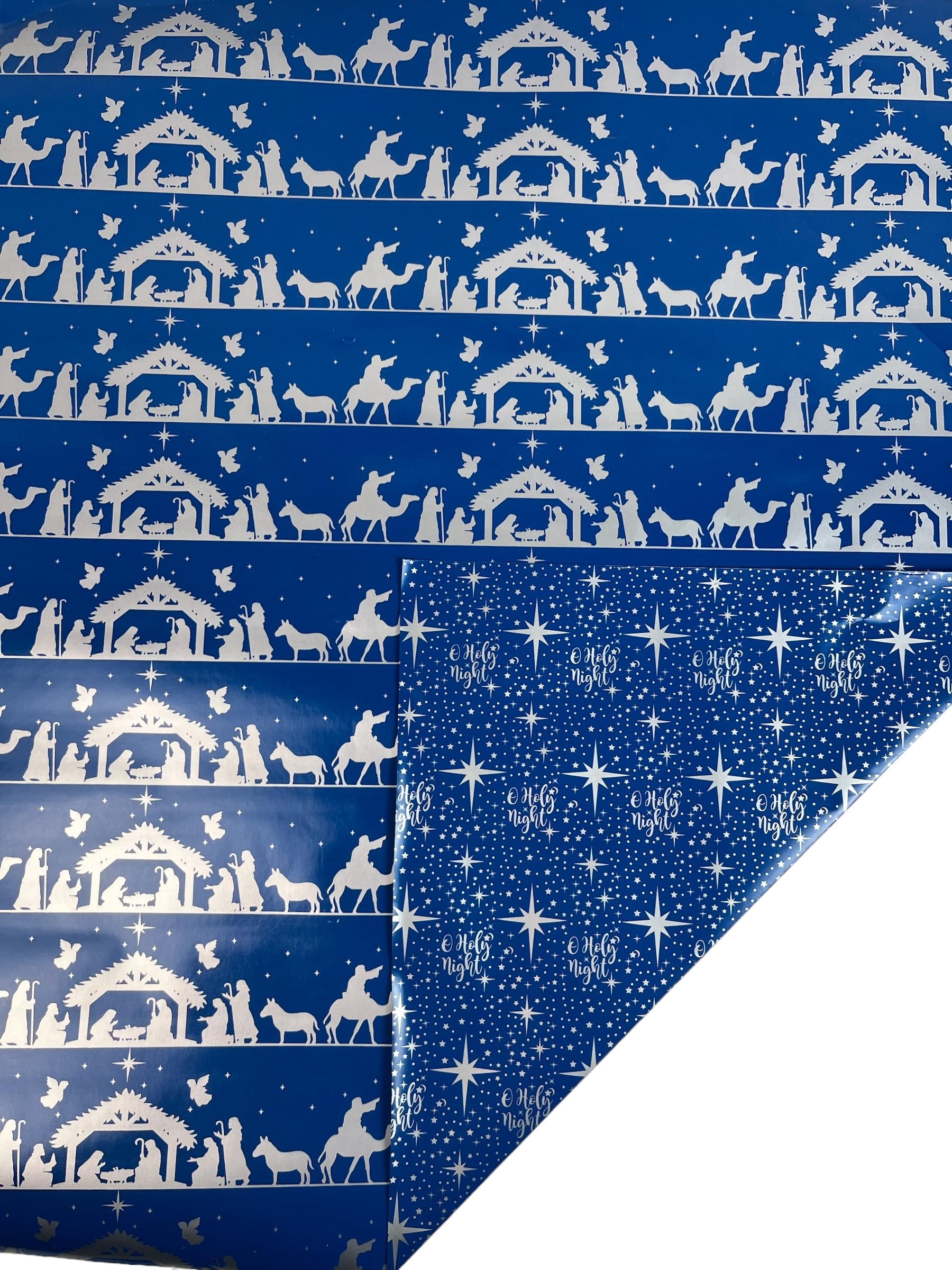Religious Wrappers Blue & Silver Christmas AIS1 Nativity Religious ...