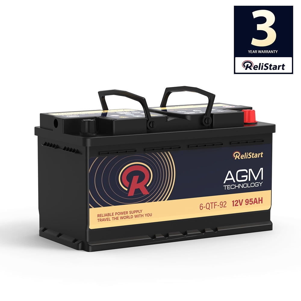 Relistart 12V 95AH BCI Group 49 AGM Car Battery - H8 Size 900CCA 160RC ...