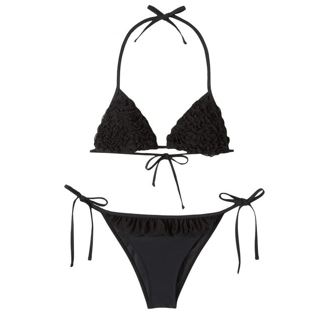 Relleciga Women's Ruffle Triangle Bikini Swimsuit String Halter Two ...