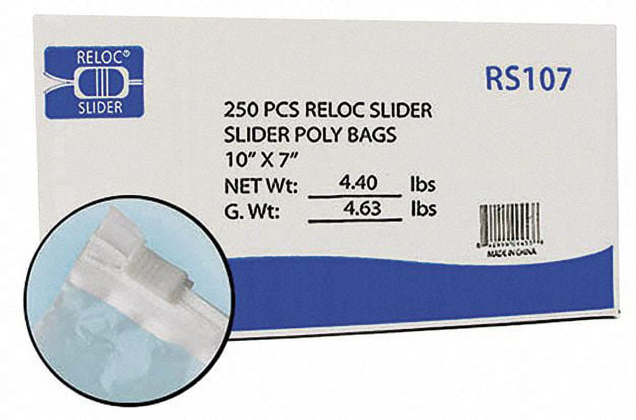 Reloc Zippit Reclosable Poly Bag,Slide Seal,PK250 RS107 - Walmart.com