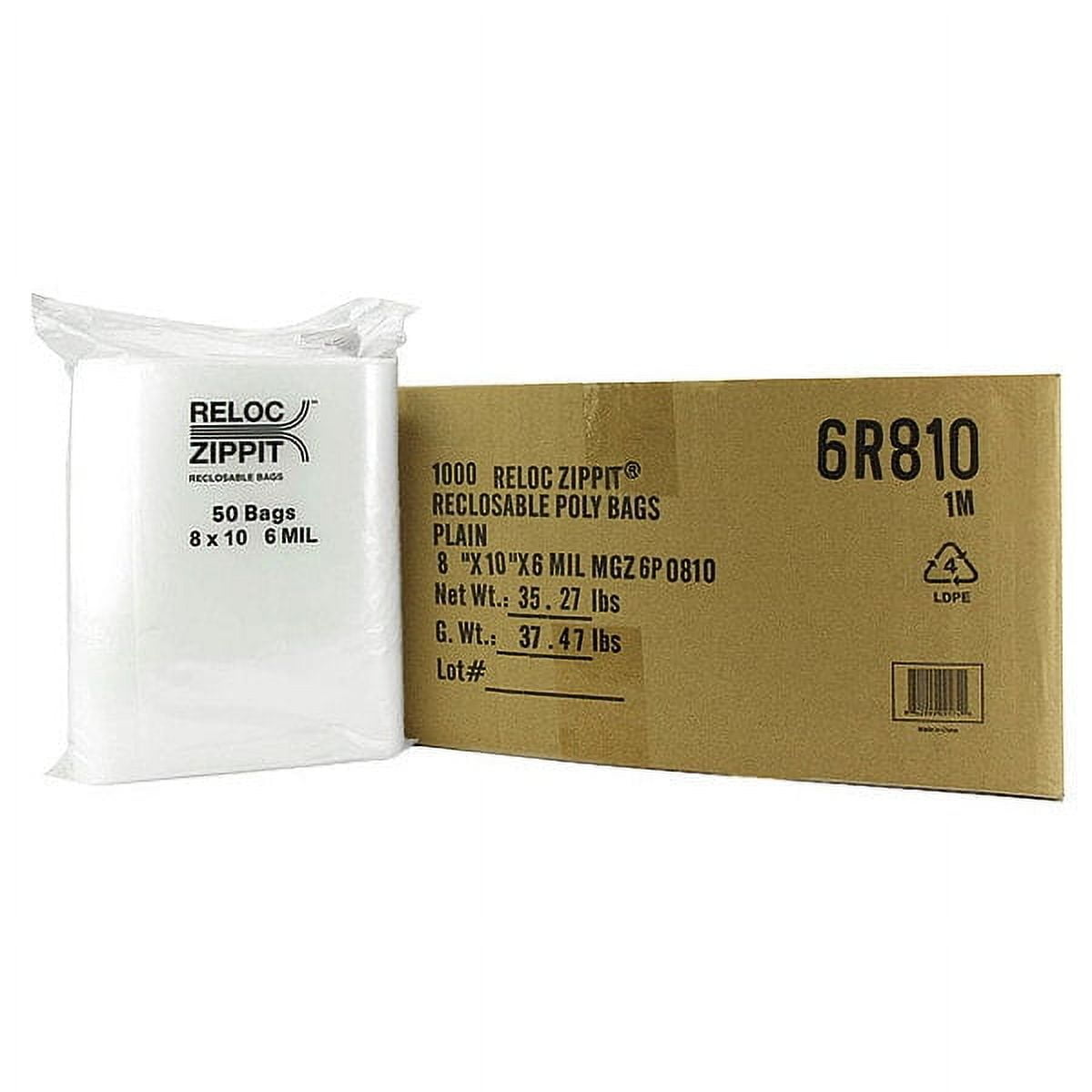 Reloc Zippit Reclosable Poly Bag,Zip Seal,PK1000 6R810 - Walmart.com