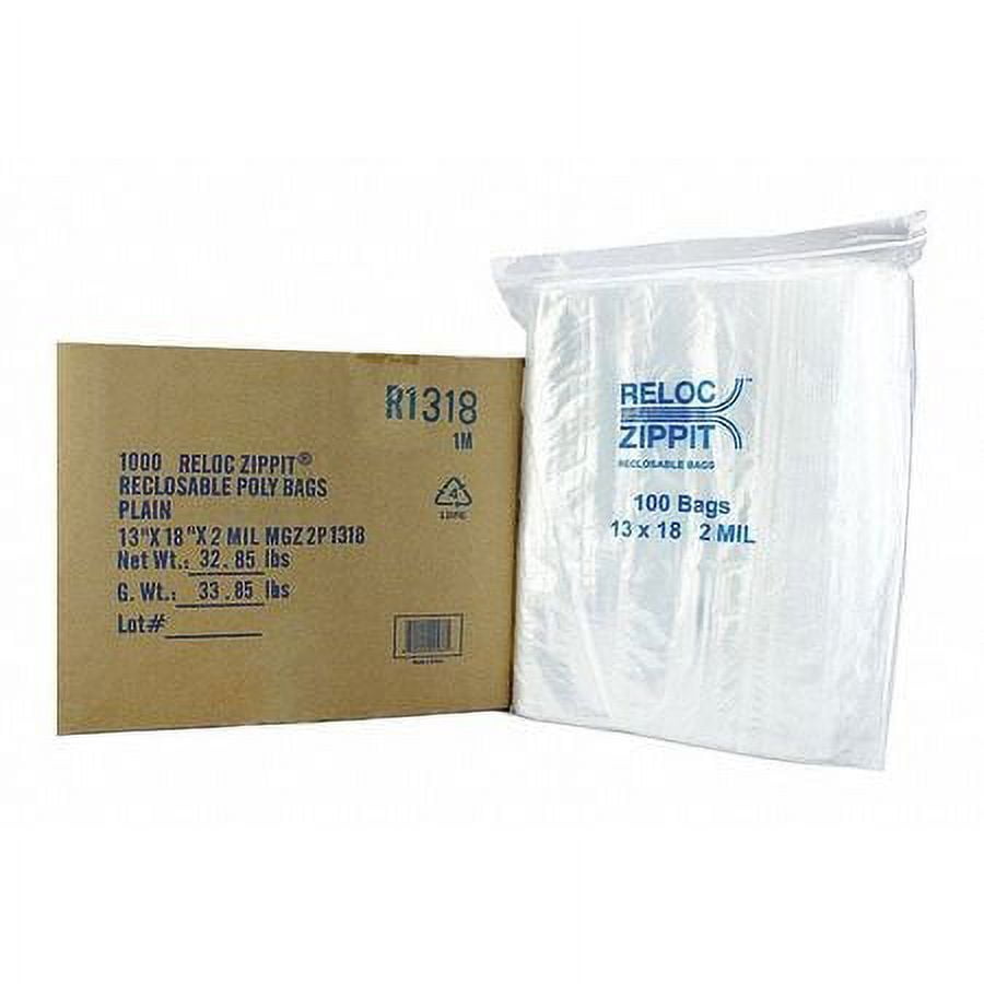 Reloc Zippit Reclosable Poly Bag,Zip Seal,PK1000 R1318 - Walmart.com