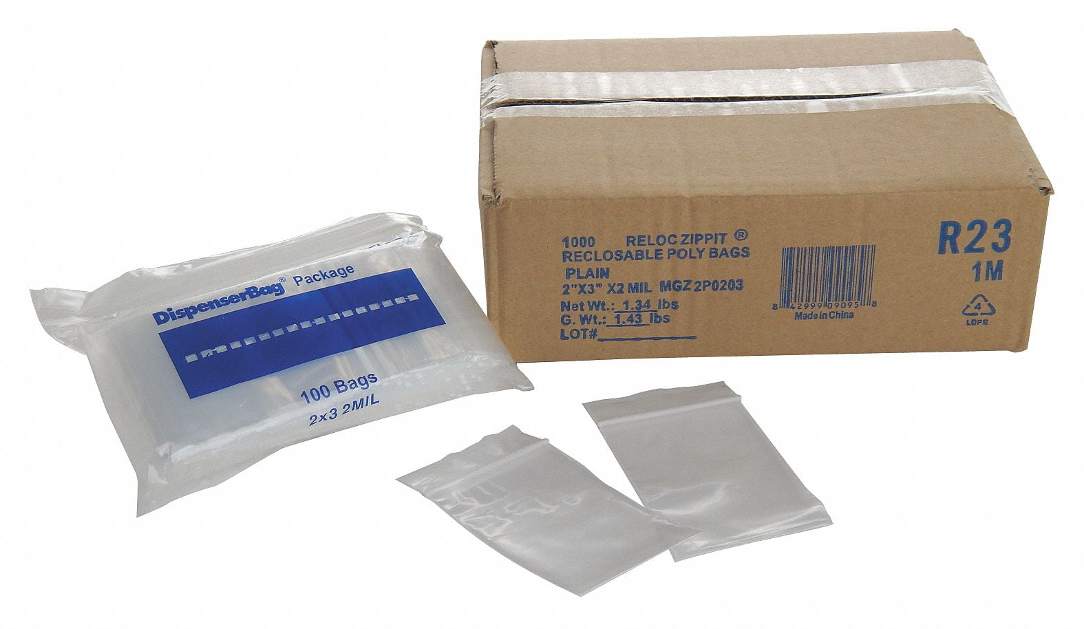 Reloc Zippit Reclosable Poly Bag,Zip Seal,PK1000 R23 - Walmart.com