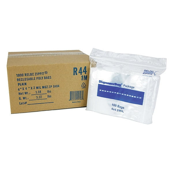 Reloc Zippit Reclosable Poly Bag,Zip Seal,PK1000 R44 - Walmart.com