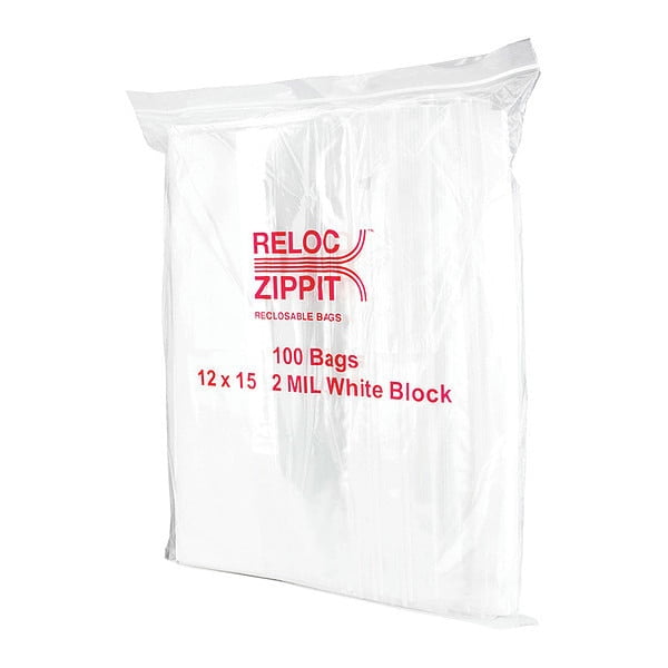 Reloc Zippit Reclosable Poly Bag,Zip Seal,PK1000 WR1215 - Walmart.com
