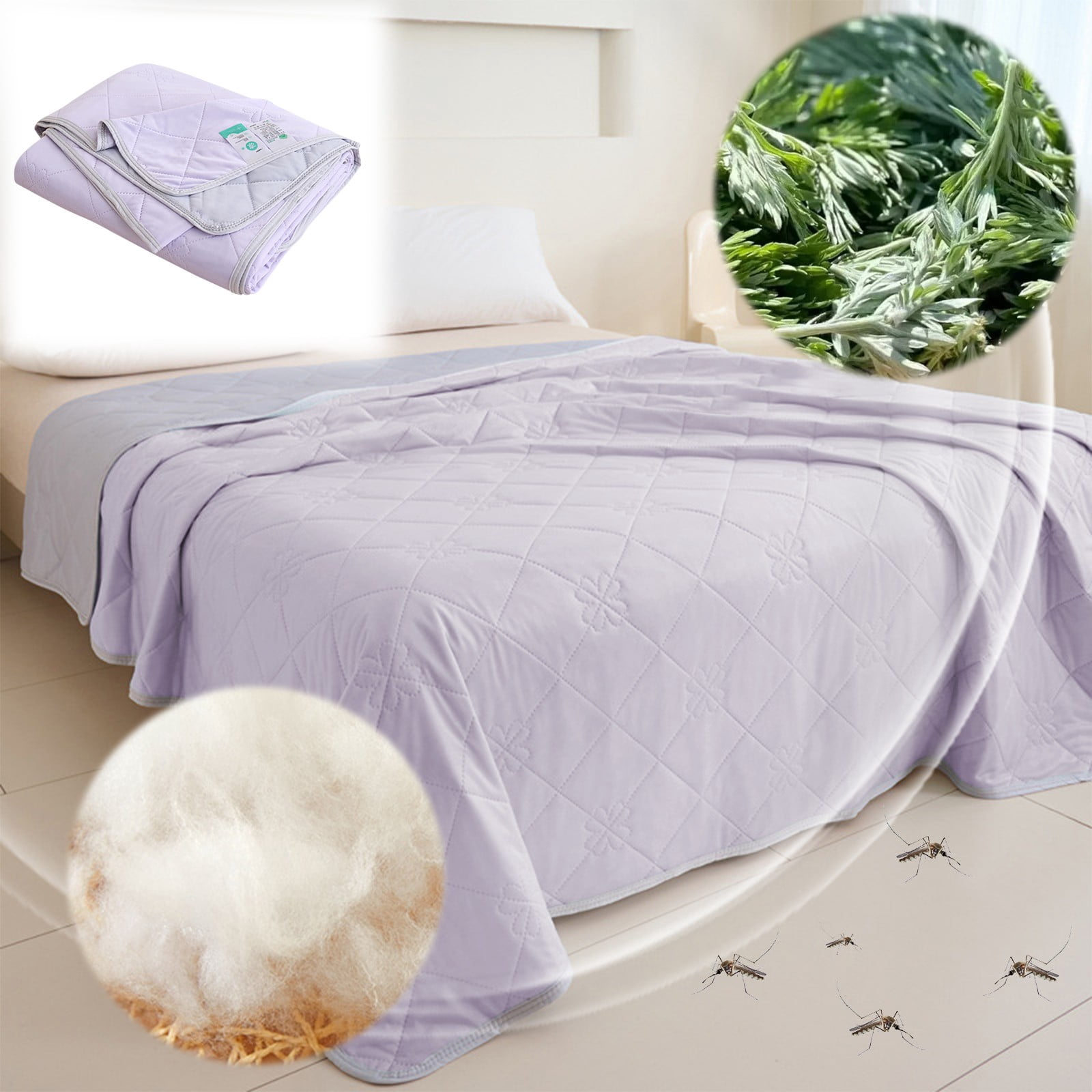 Relocy Charm Purple Ice Silk Mugwort Summer Cooling Quilt Air ...