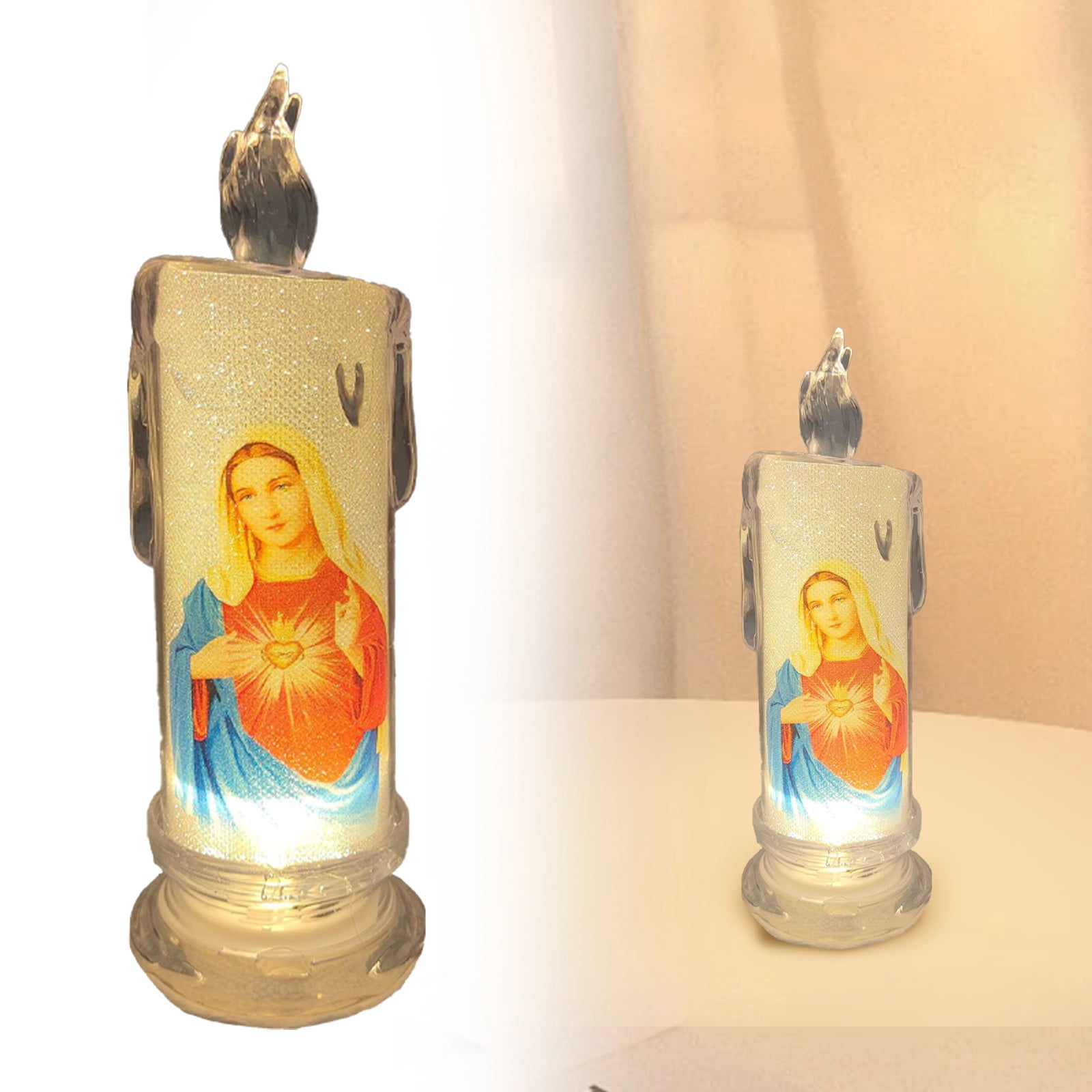 Relocy Clearance Flameless prayer candles, 1pcs Sacred Heart of ...