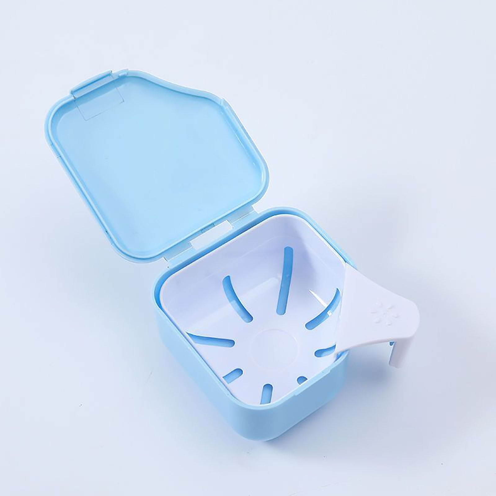 Relocy Denture Storage Box Blue - Denture Storage Box Double Layer ...
