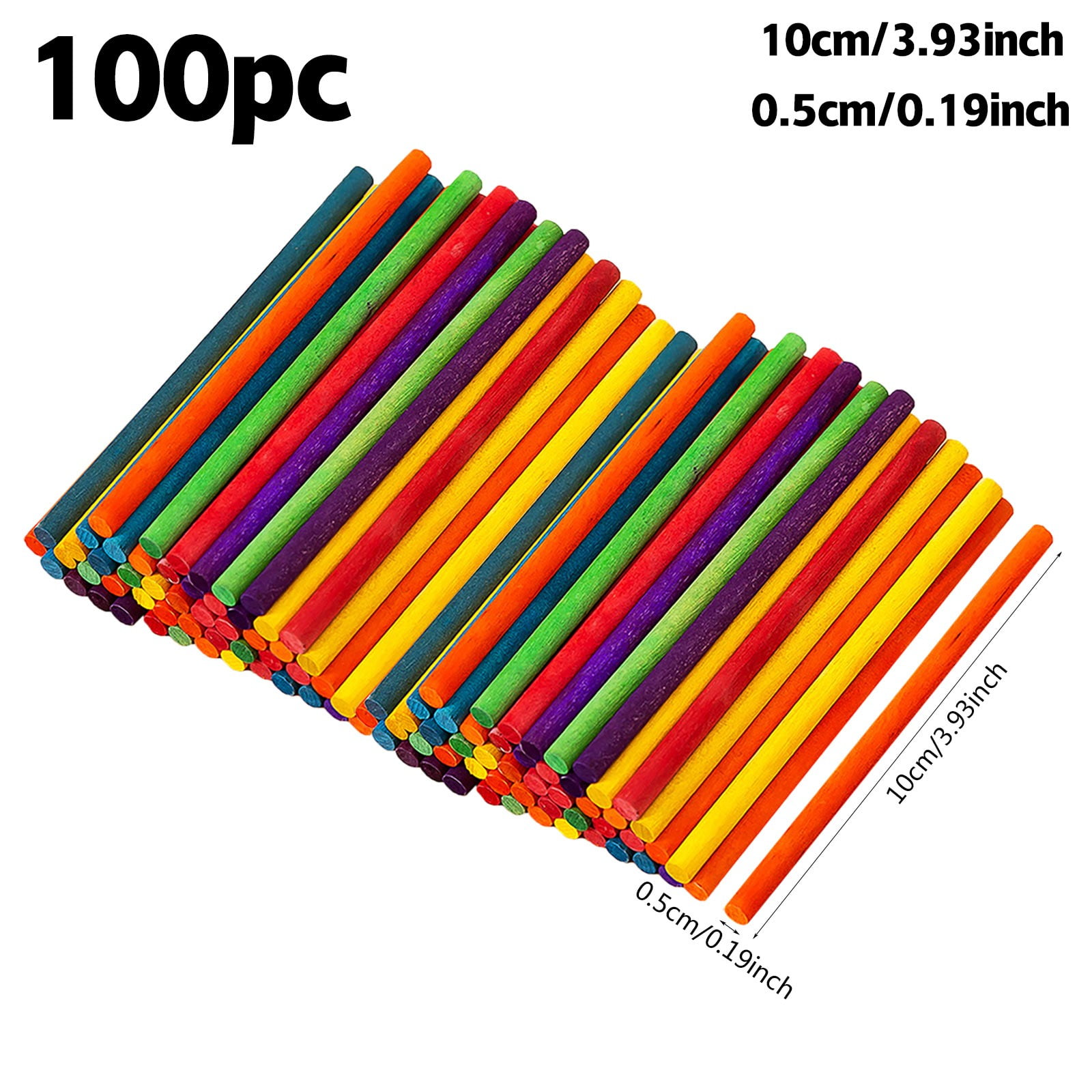 Relocy Diy Handmade Round Wooden Sticks Colorful Popsicle Sticks Ice ...