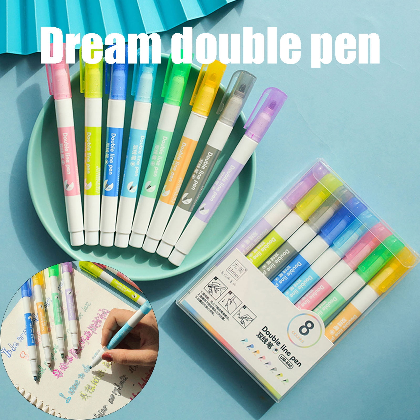 Relocy Double Line Outline Pen Color Painting Pen Water-Based Metallic ...
