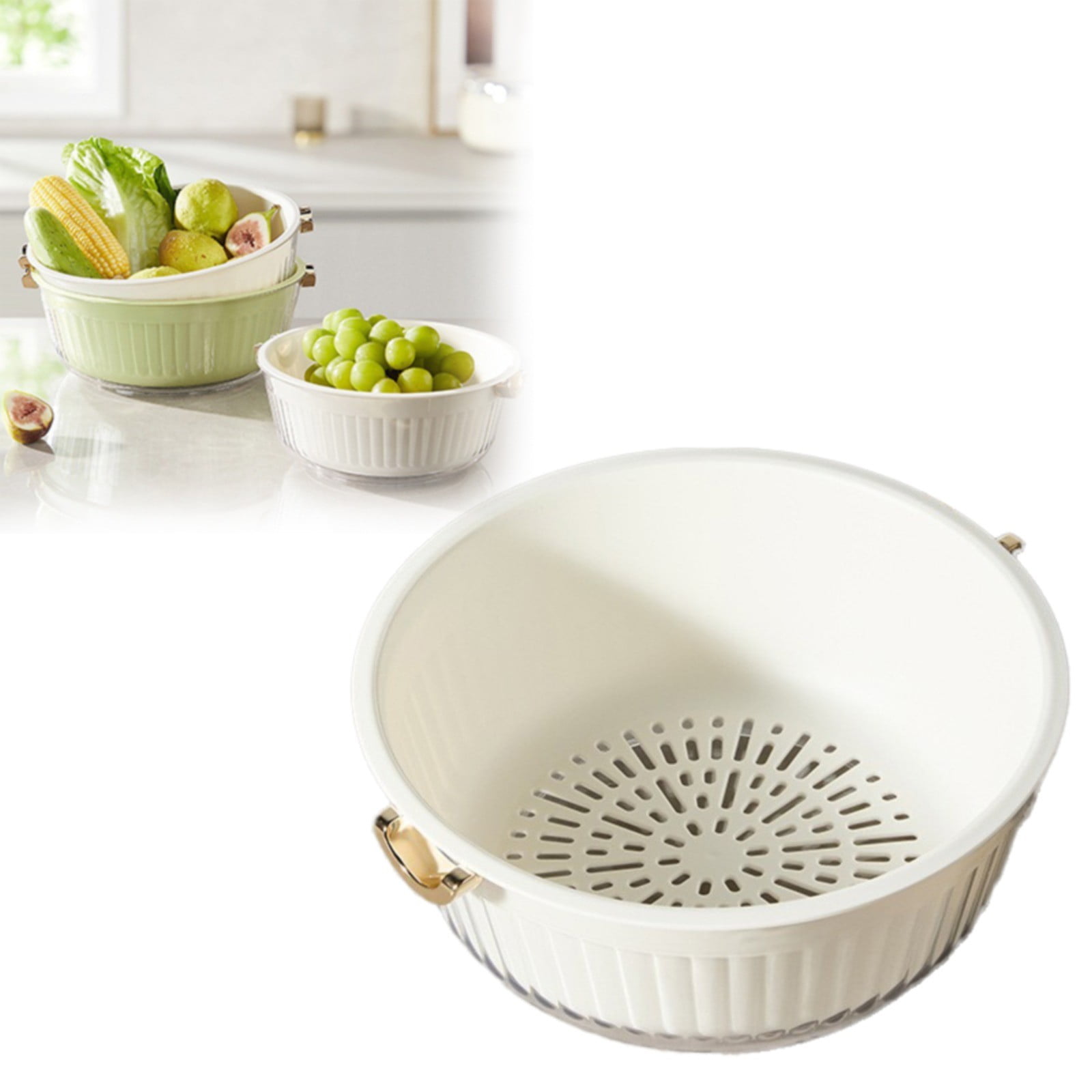 Relocy Double layer fruit and vegetable washing basin white large ...
