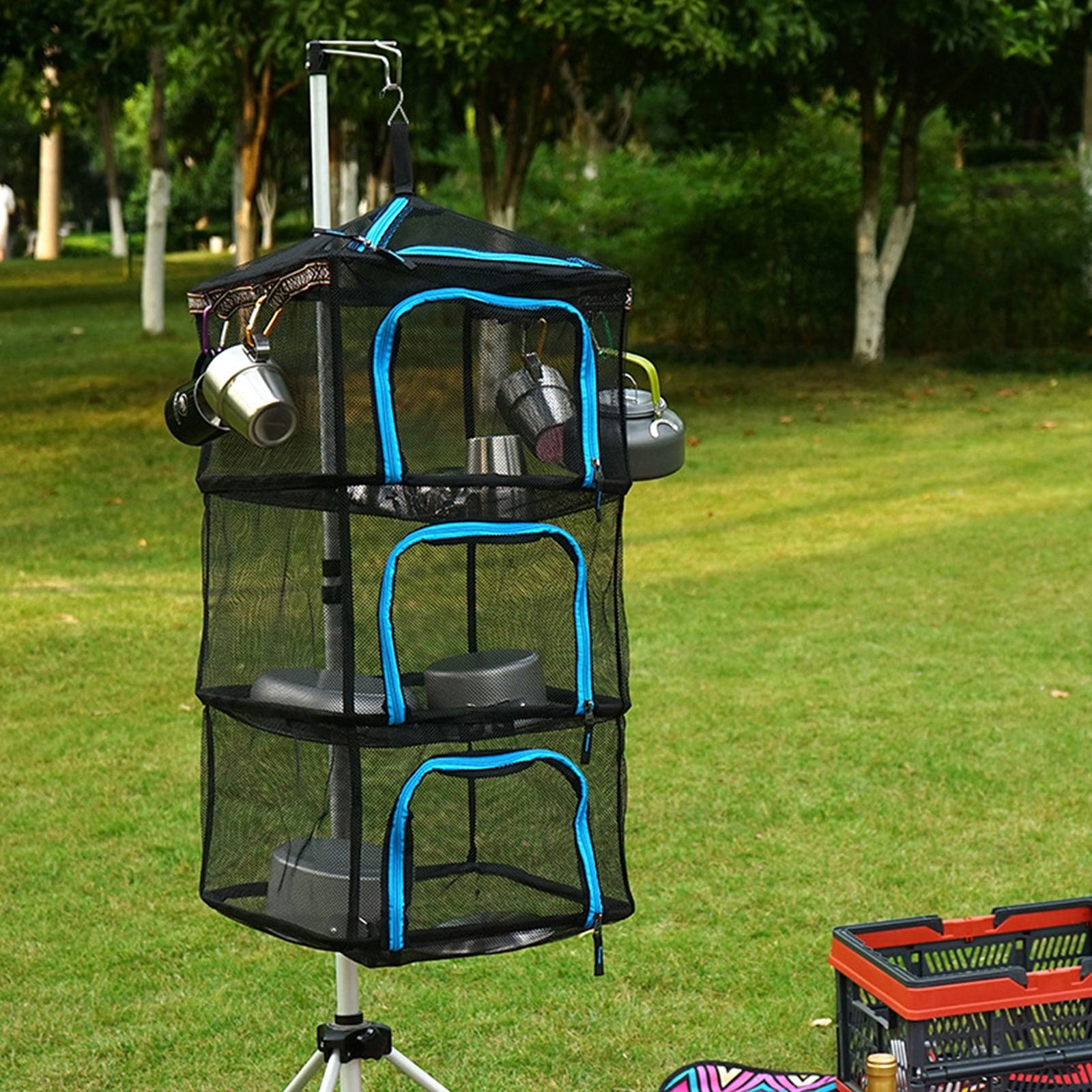 Relocy Folding Drying Net Camping Four-Layer Storage Net Basket ...
