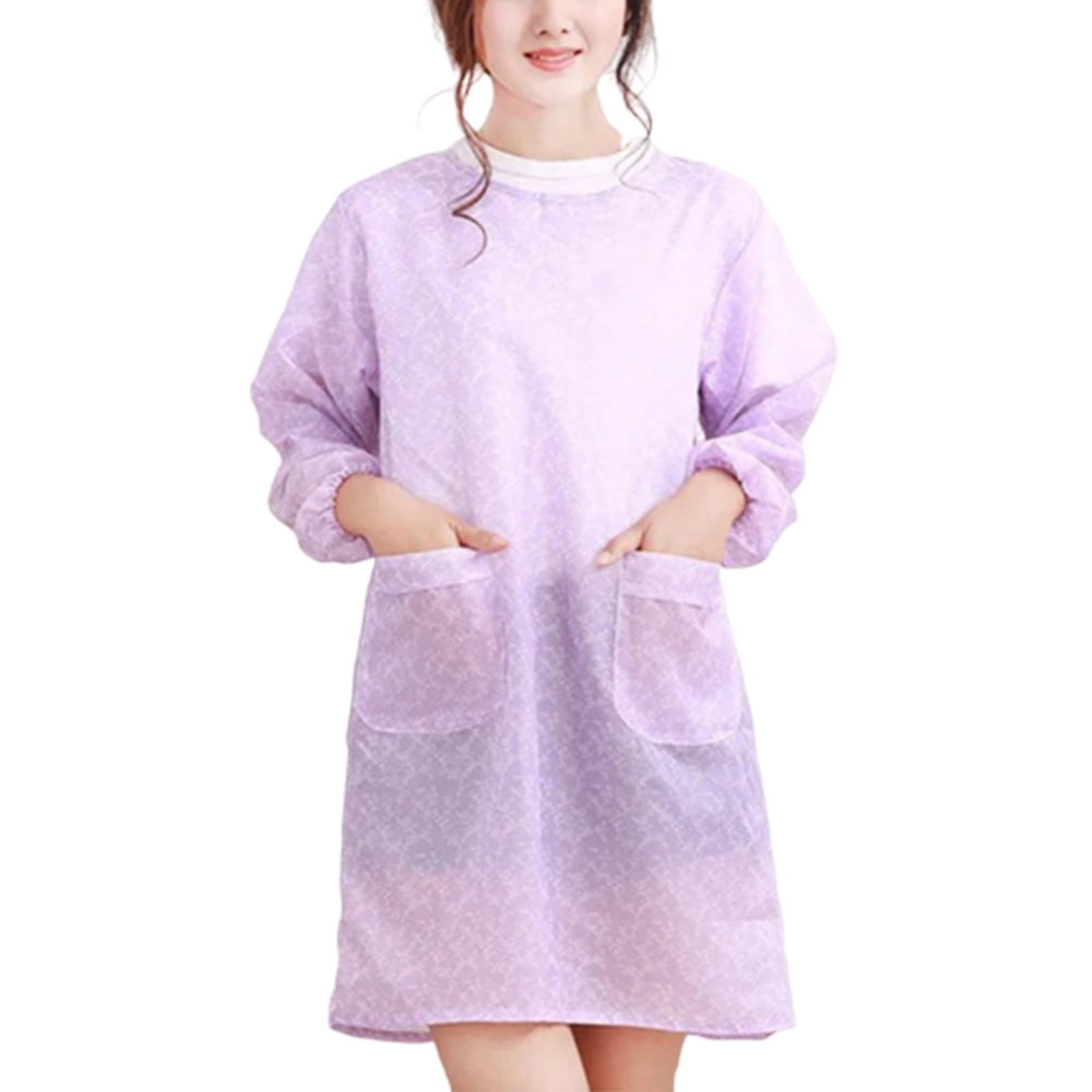 Relocy Long Sleeve Apron Purple ︱ Long Sleeve Aprons for Women Cooking ...