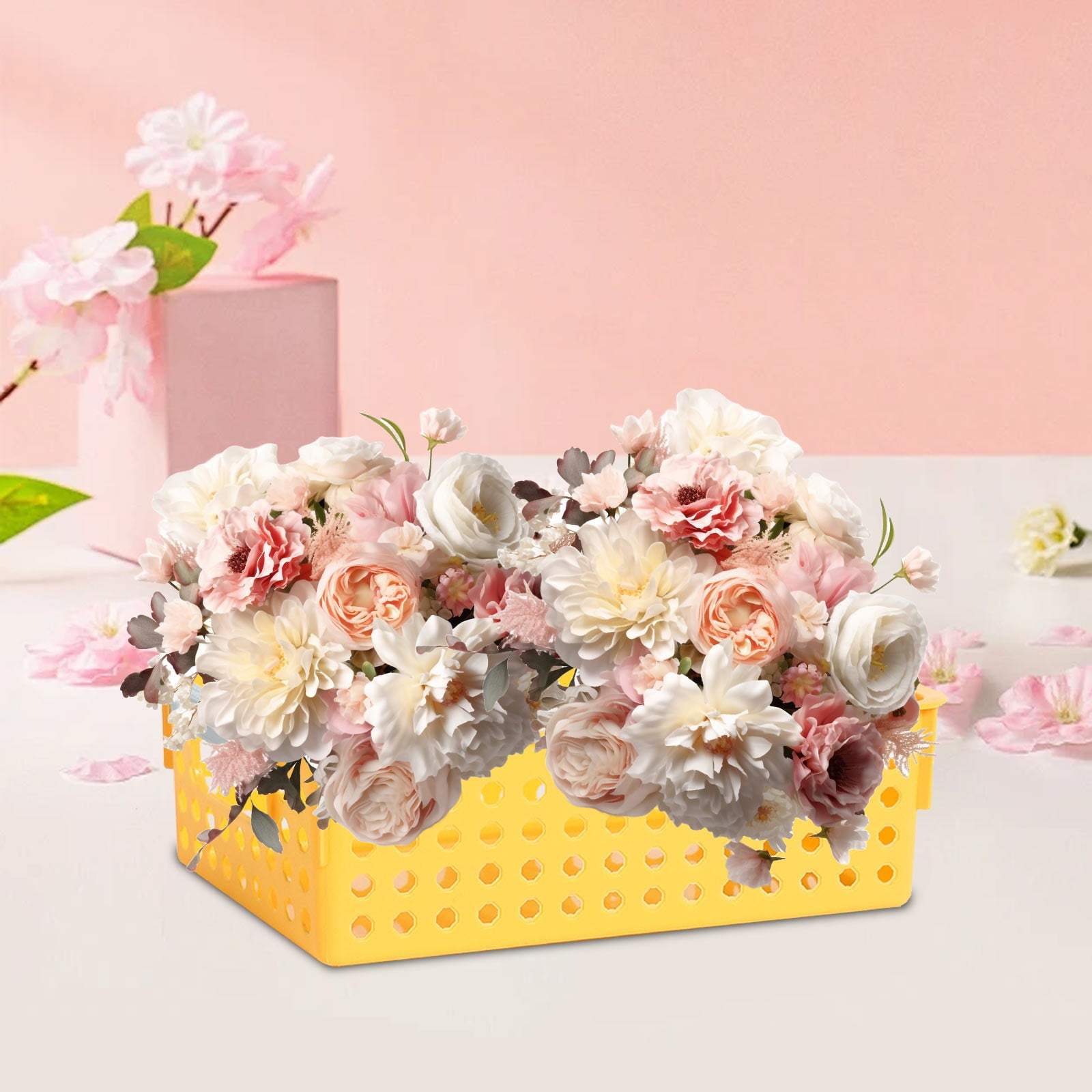 Relocy Narrow Rectangular Storage Basket Yellow Aa ︱ Small Plastic ...