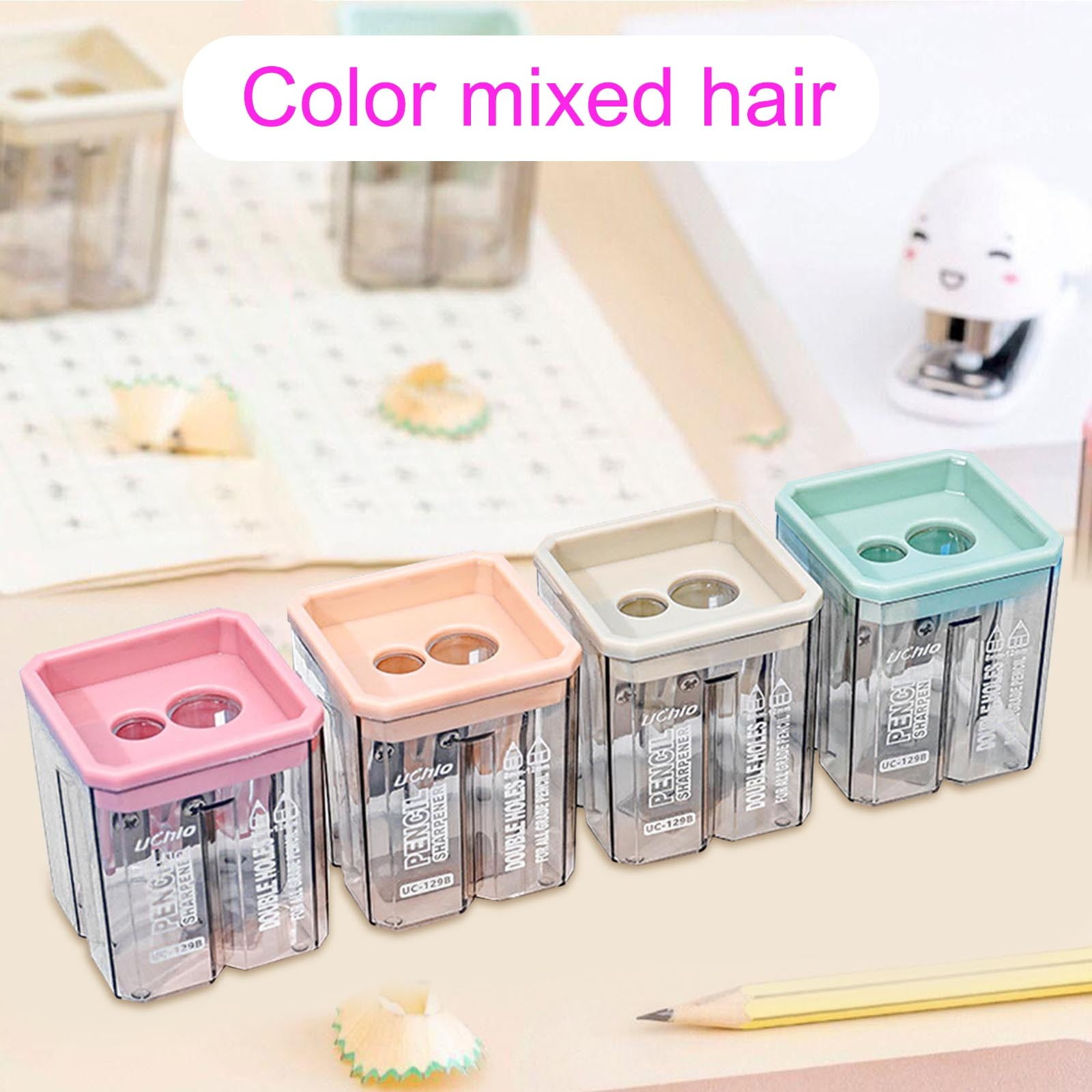 Relocy Square Simple Double Hole Pencil Sharpener, Random Color ...
