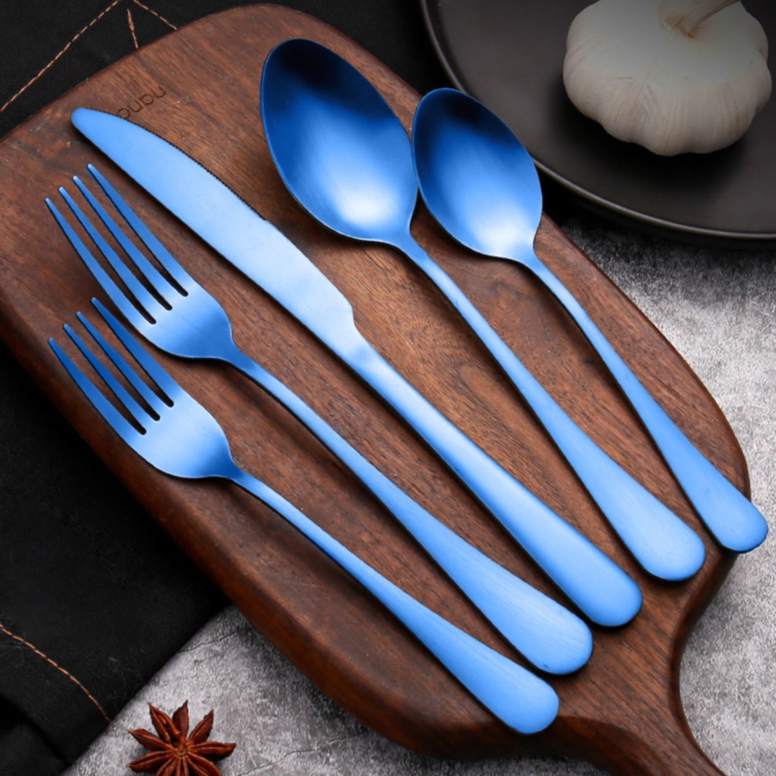 Relocy Stainless Steel Cutlery Set Bargain Clearance Blue Silverware ...