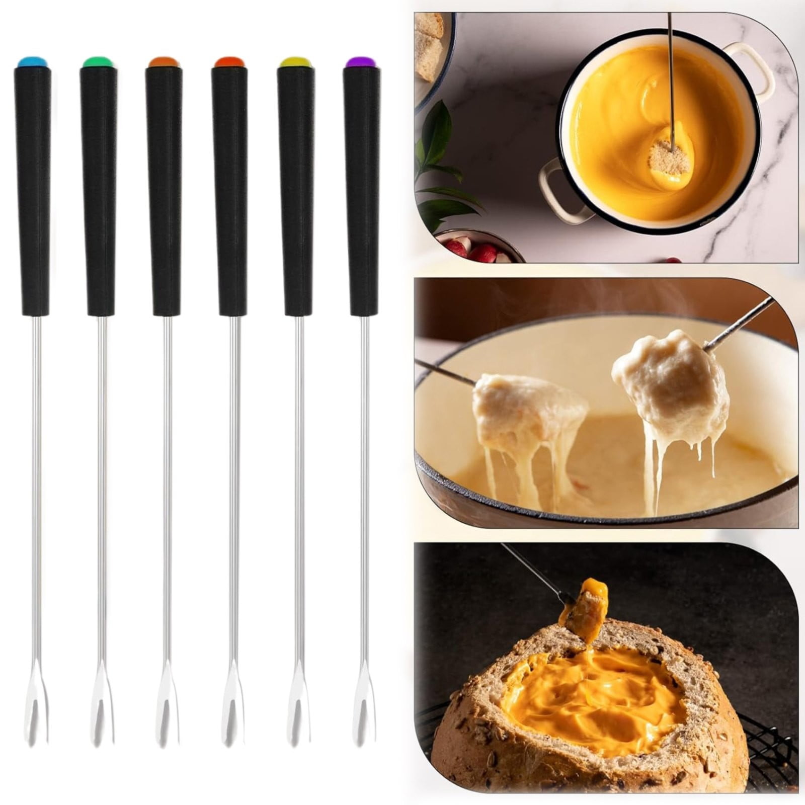 Relocy Stainless Steel Grill Skewers - 6Pcs Fondue Forks Stainless ...