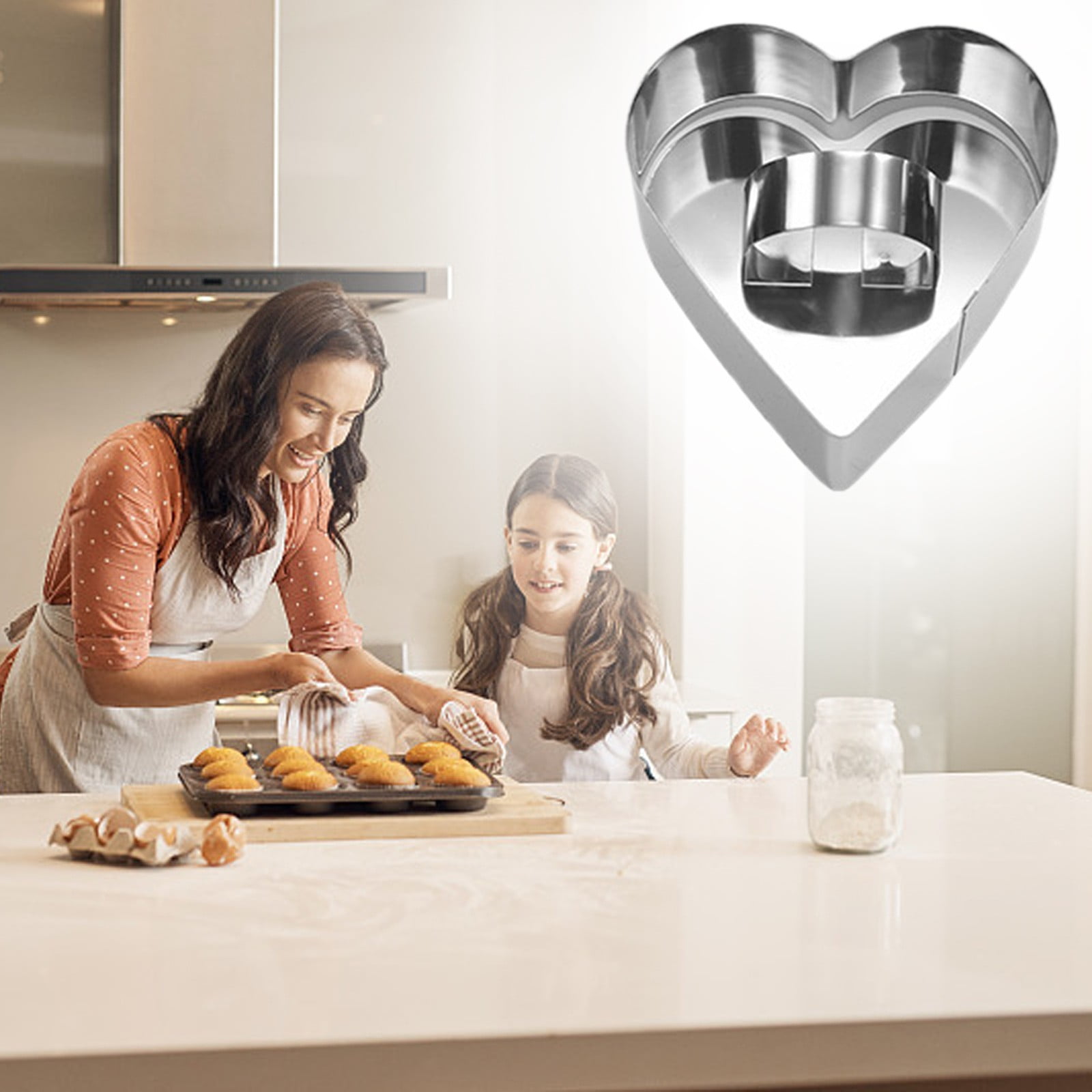 Relocy Stainless Steel Mousse Ring Heart Shape - Stainless Cake Cutter Bakeware Fondant Kitchen ...