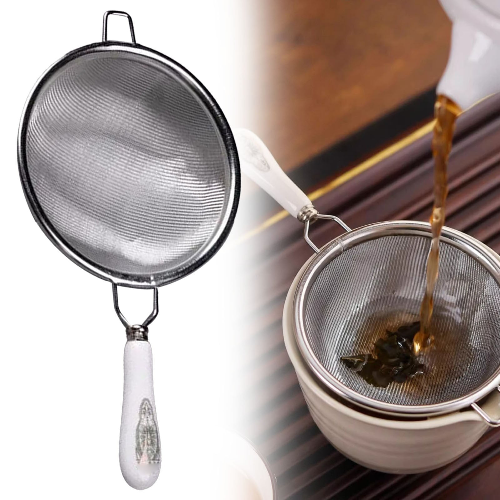 Relocy Stainless Steel Tea Strainer White Handle Small - Commercial ...