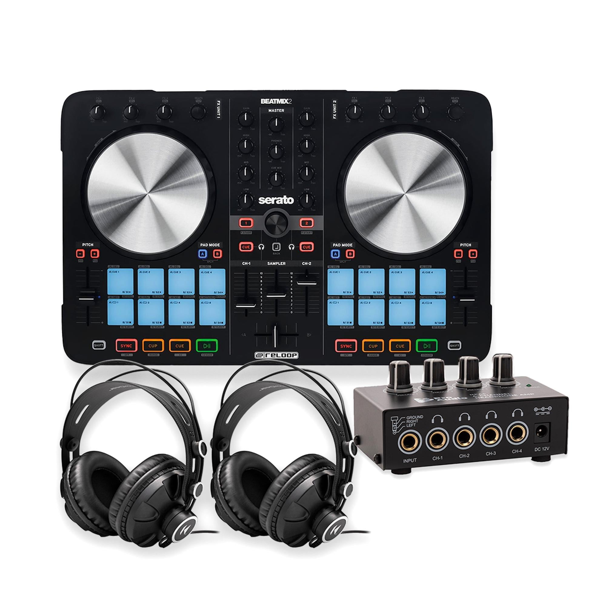 Reloop Beatmix 2 MK2 Bundle with FocusProAudio Headphones (Pair) Bundle ...