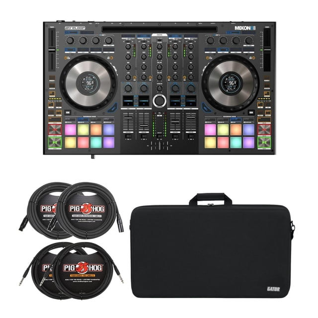 Reloop Mixon 8 Pro 4-channel DJ Controller with Case, XLR Cables, and ...
