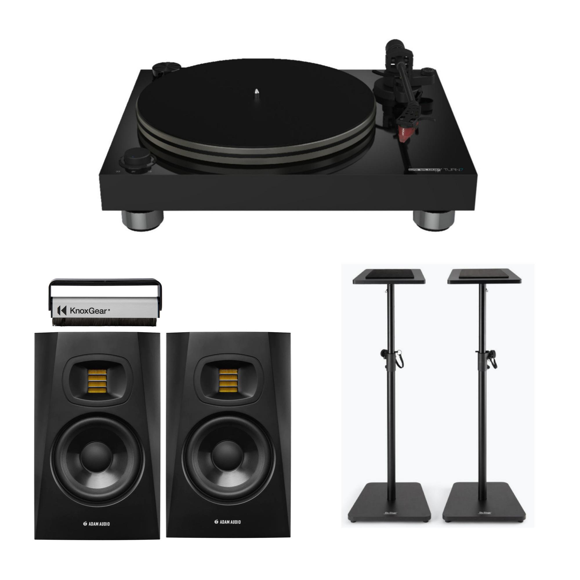 Reloop Turn 7 Premium HiFi Turntable with T5V Monitors (Pair), Stands ...