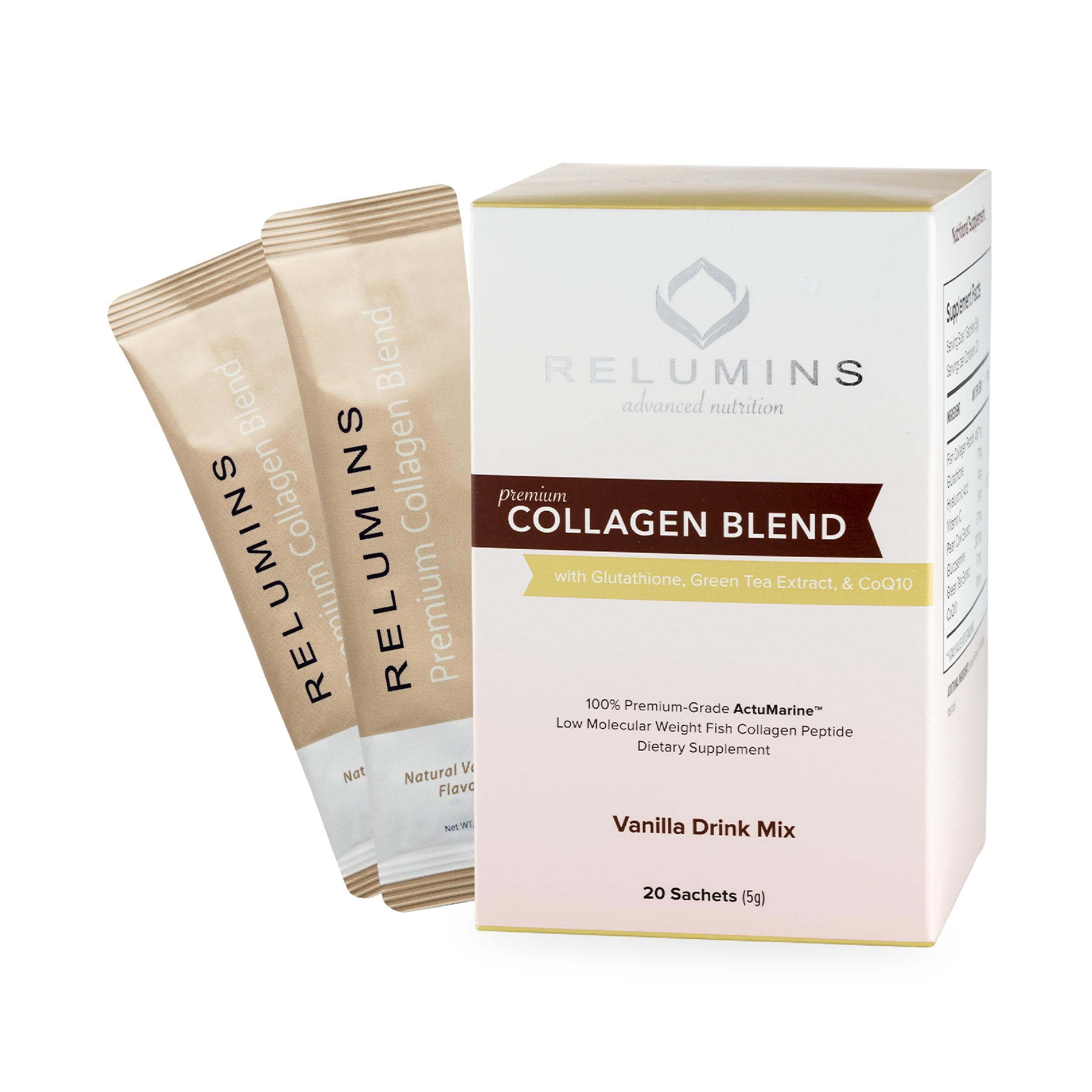 Relumins Marine Collagen Drink Mix 5000mg Type I, II, III Peptides with ...