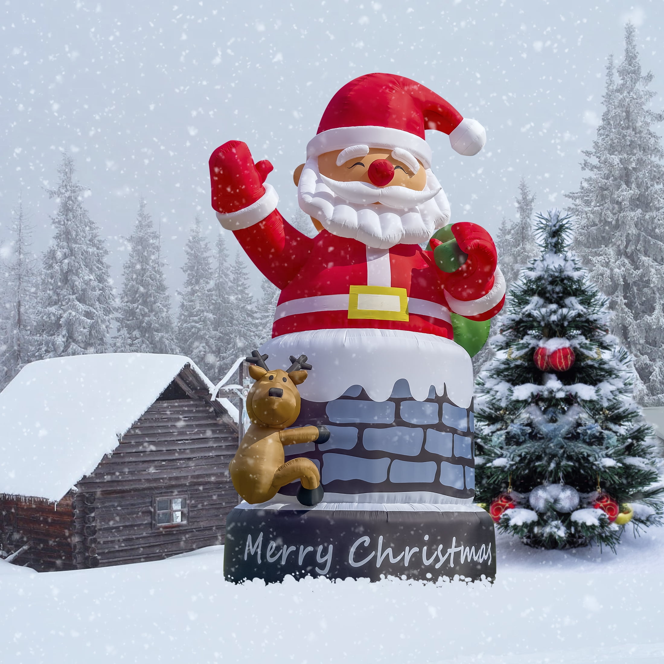 Relunch 20ft Christmas Inflatable Santa Decorations, Blow up Santa ...