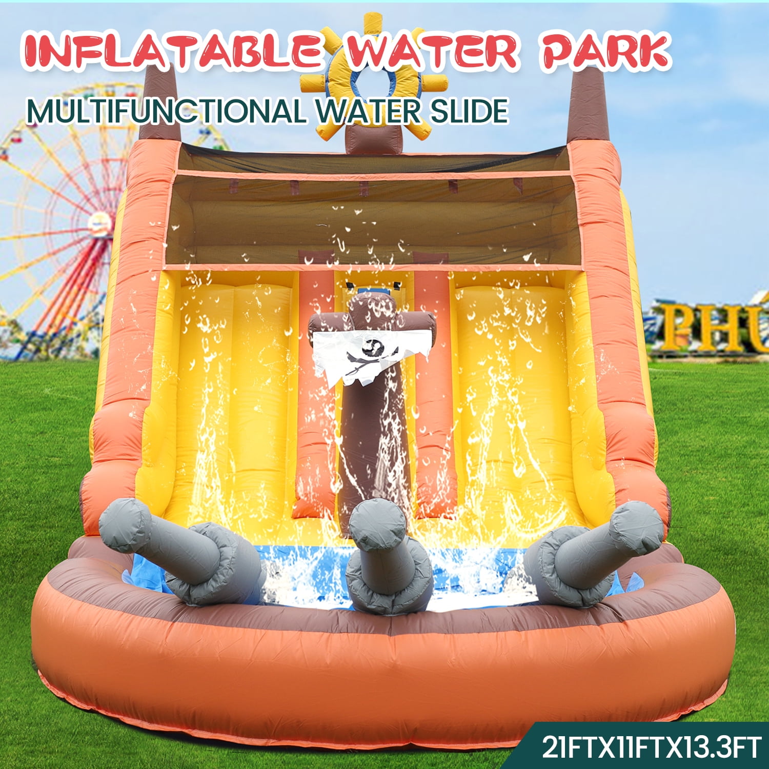 Relunch 21FT(L) Commercial Inflatable Double Water Slide for Adults ...