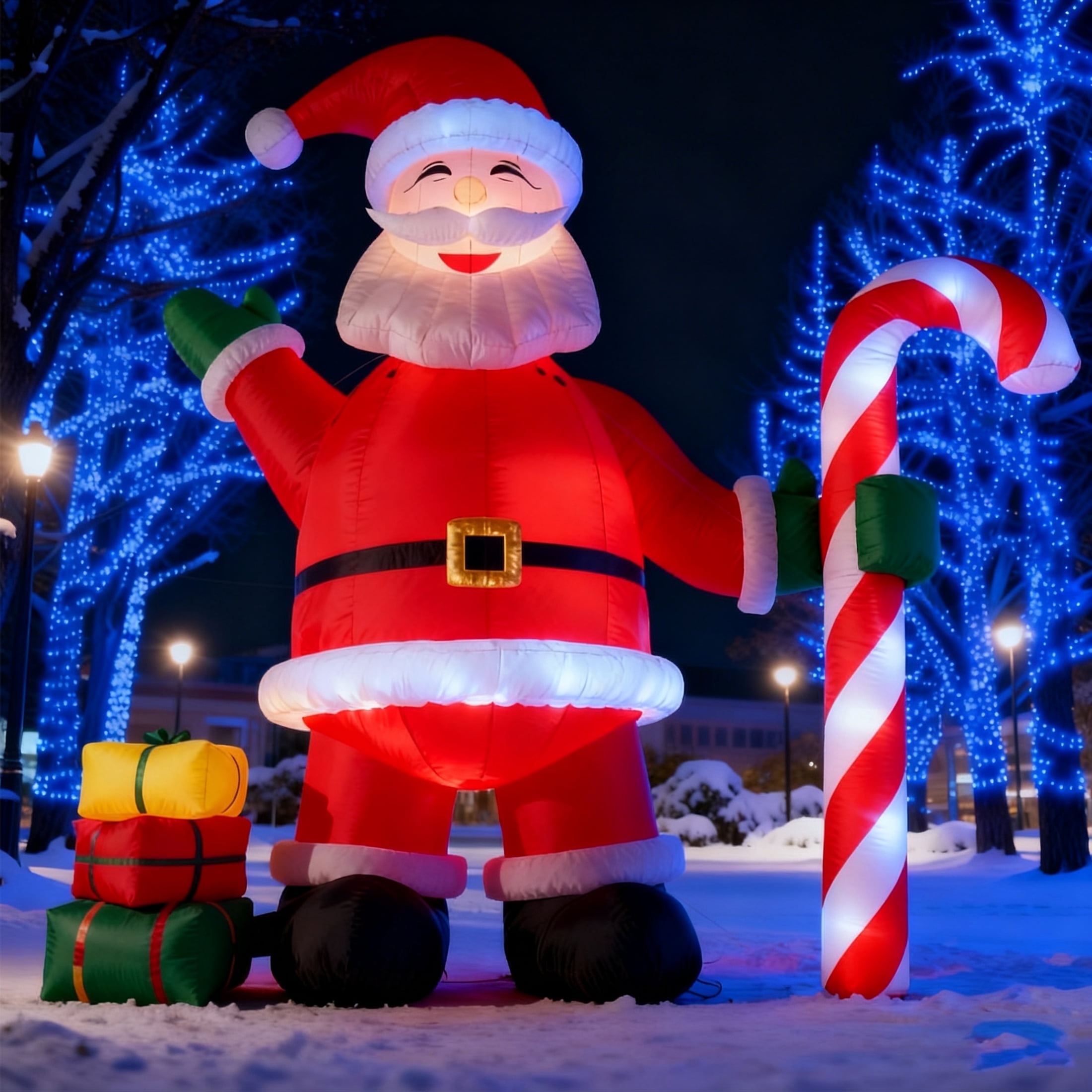 Relunch 33FT Giant Inflatable Santa Claus LED Light Outdoor Blow Up ...