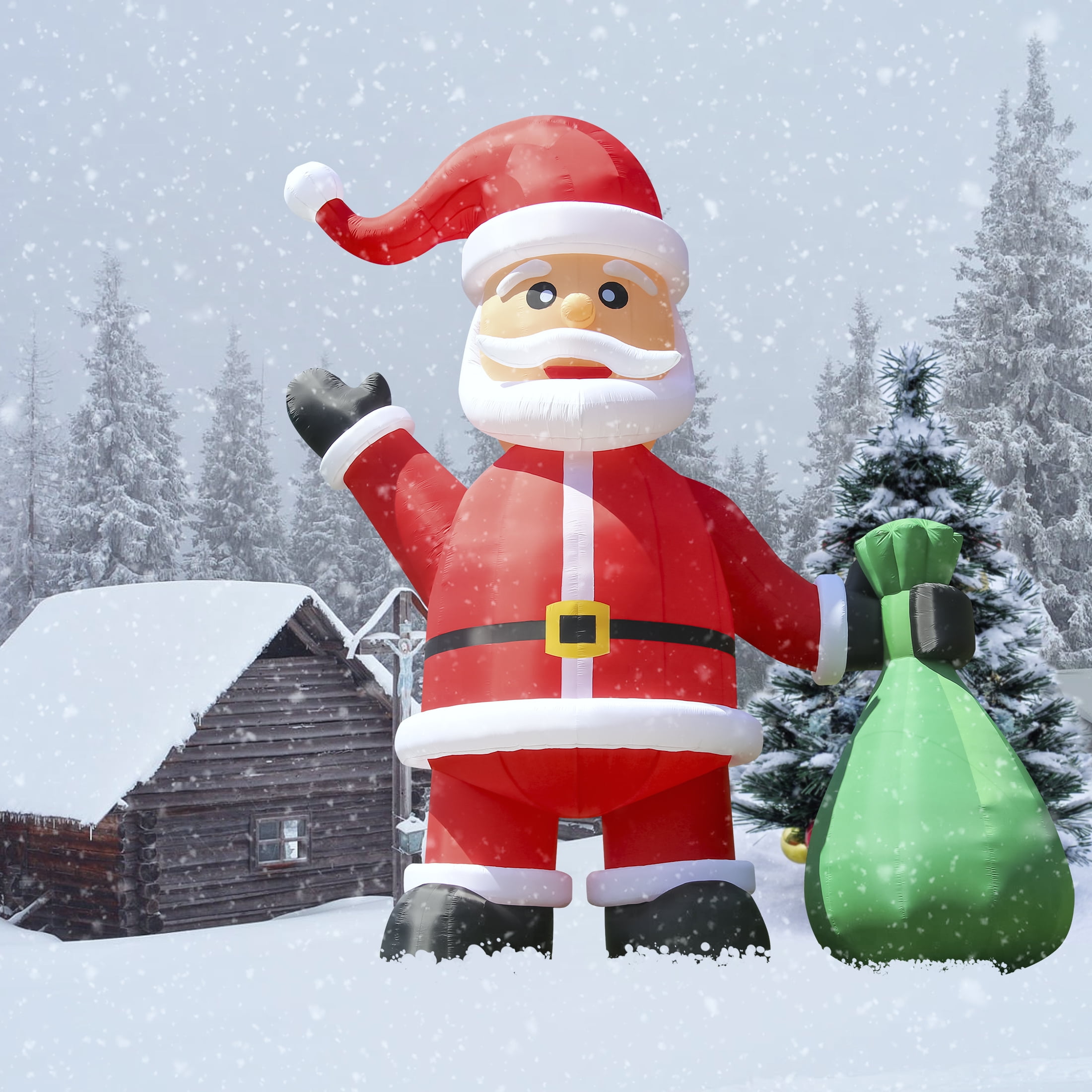 Relunch 33ft Christmas Inflatable Santa Claus Outdoor Decor with Gift ...