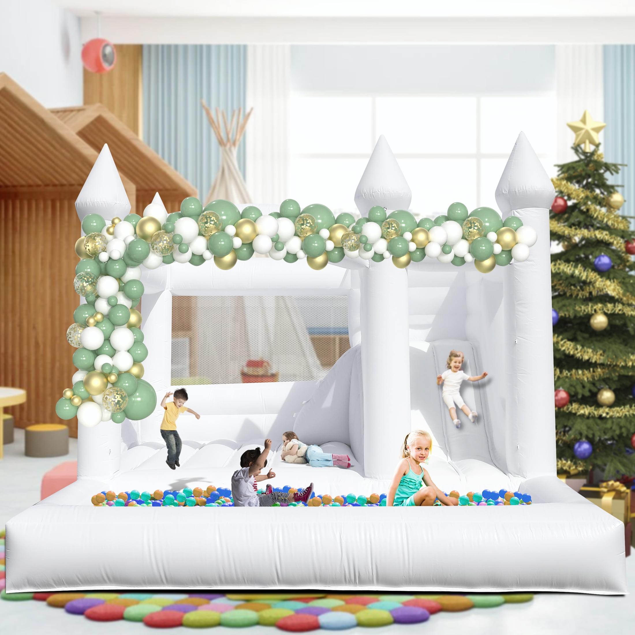 Relunch White Bounce House for Kids Adults, 15ft PVC Slide Jumping ...