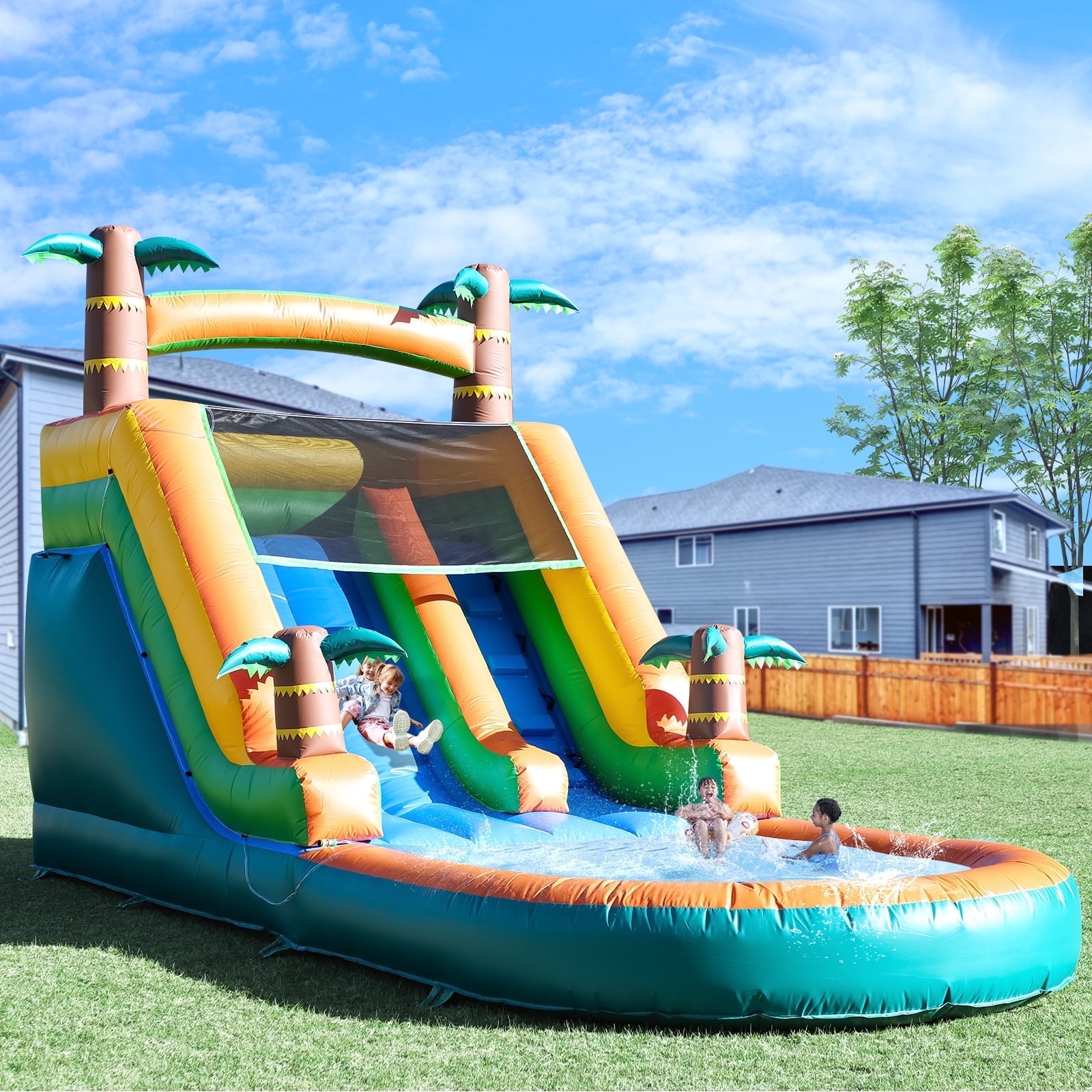 Relunch Inflatable Water Slide with Blower, Giant PVC Water Park for ...