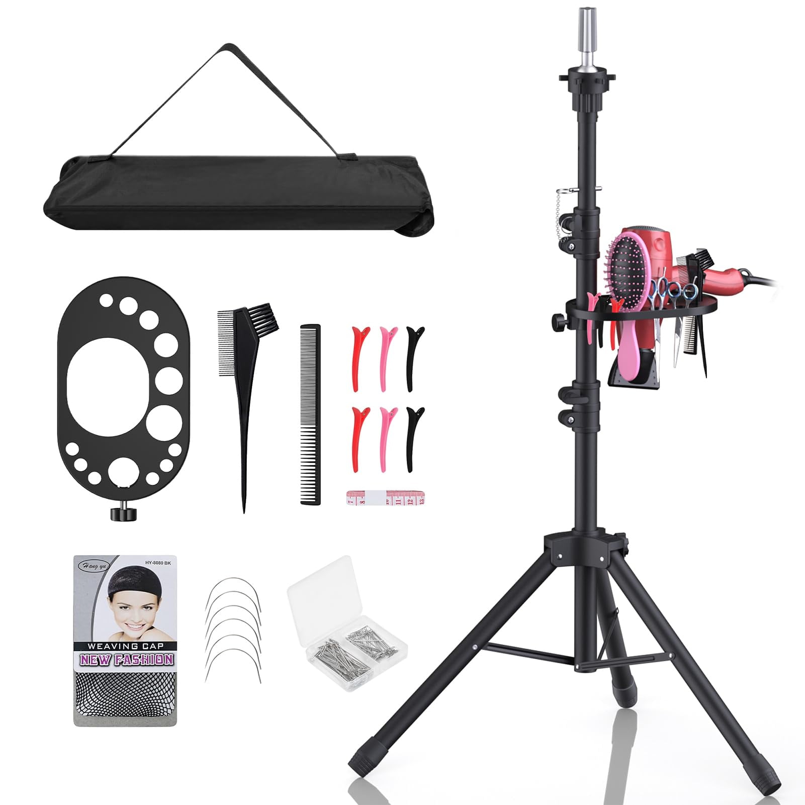 Relx Wig Stand Tripod BDF32 - Adjustable Wig Head Stand with Tool Tray ...