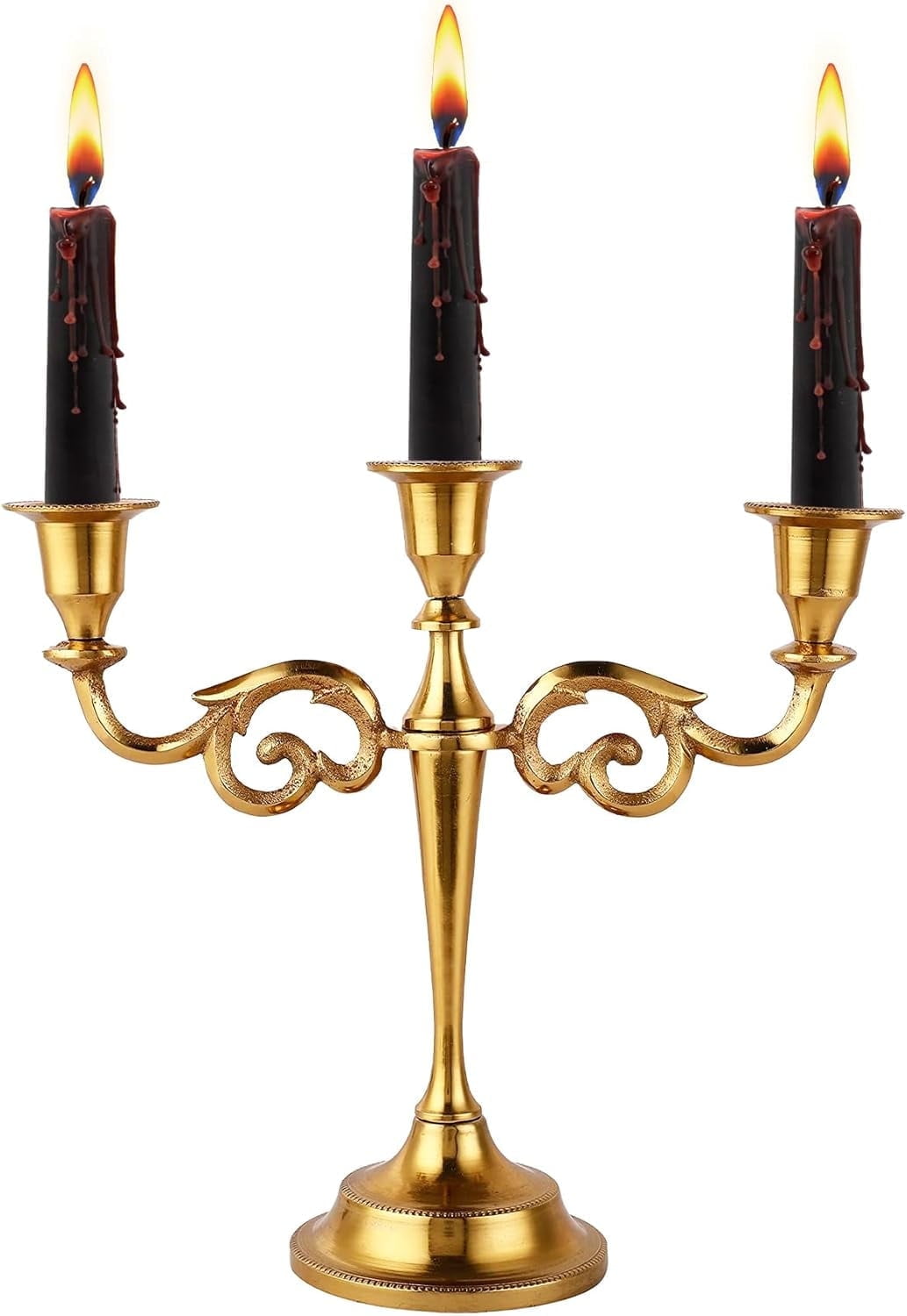 Rely+ 3 Arm Gold Candelabra Candles Holder Halloween Decor Candlestick ...
