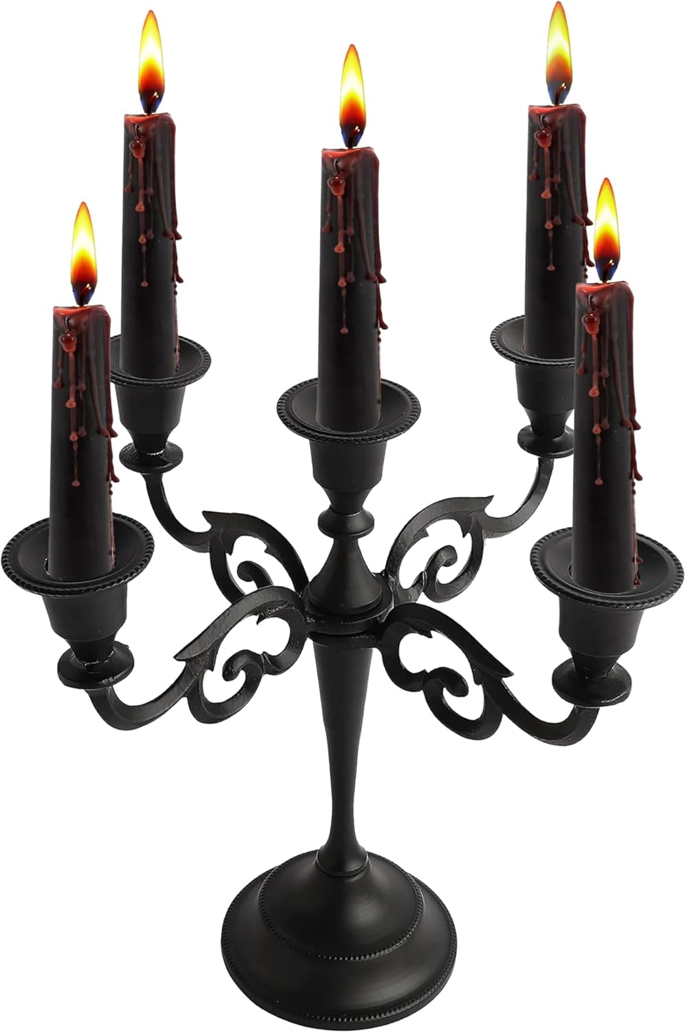 Rely+ Elegant 5 Arm Metal Candelabra Stand, 10" Taper Candlestick ...