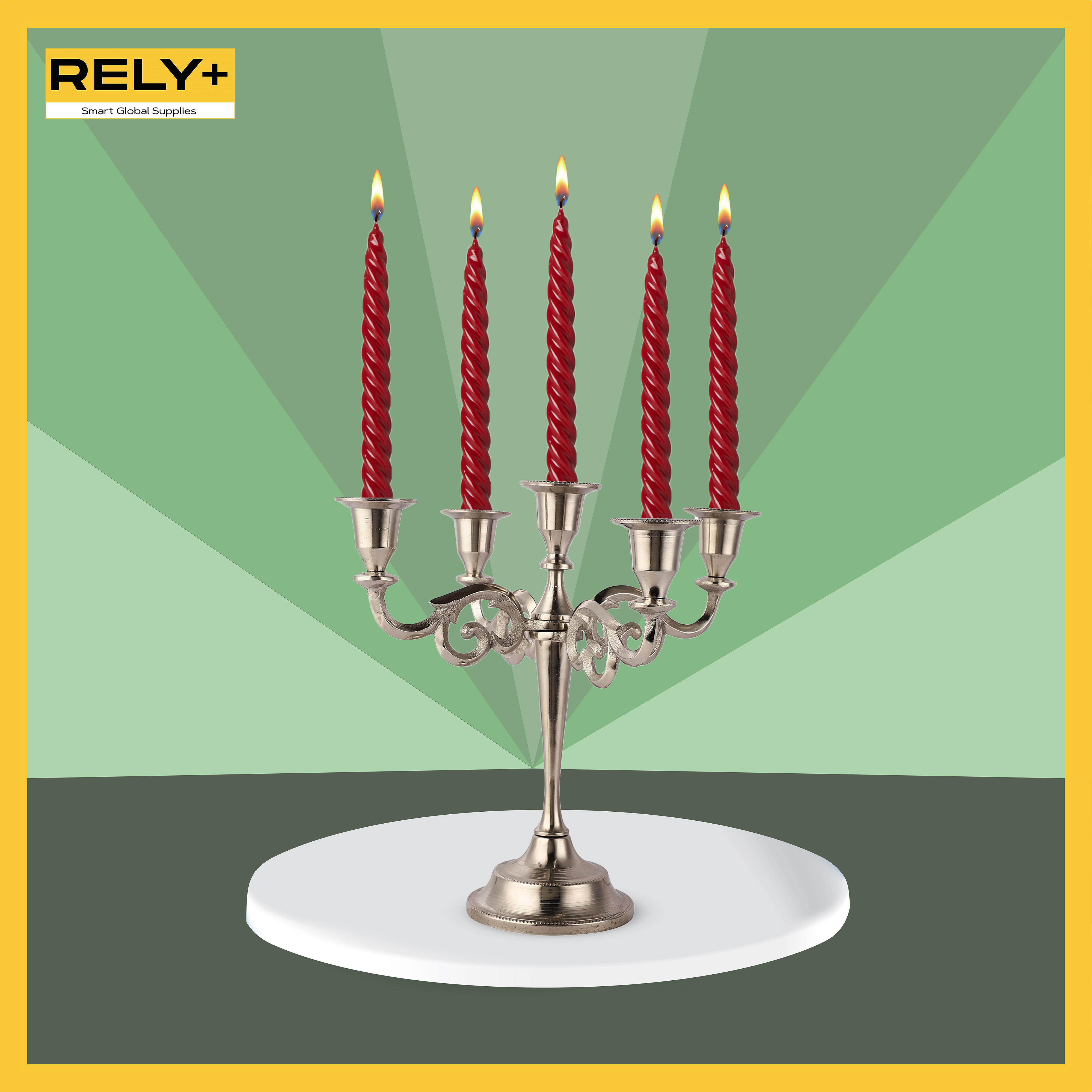 Rely+ 5 Arm Metal Candelabra Candle Holder for Taper Candlesticks 10 ...