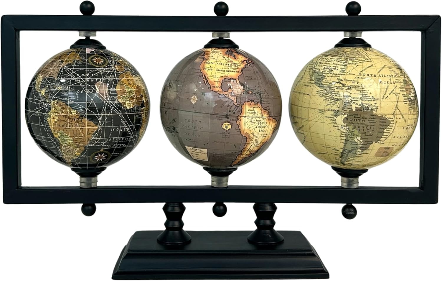 World Globes Desk 3 Ball Earth Globes with Stand Office Table Decor ...