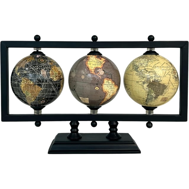 World Globes Desk 3 Ball Earth Globes with Stand Office Table Decor ...