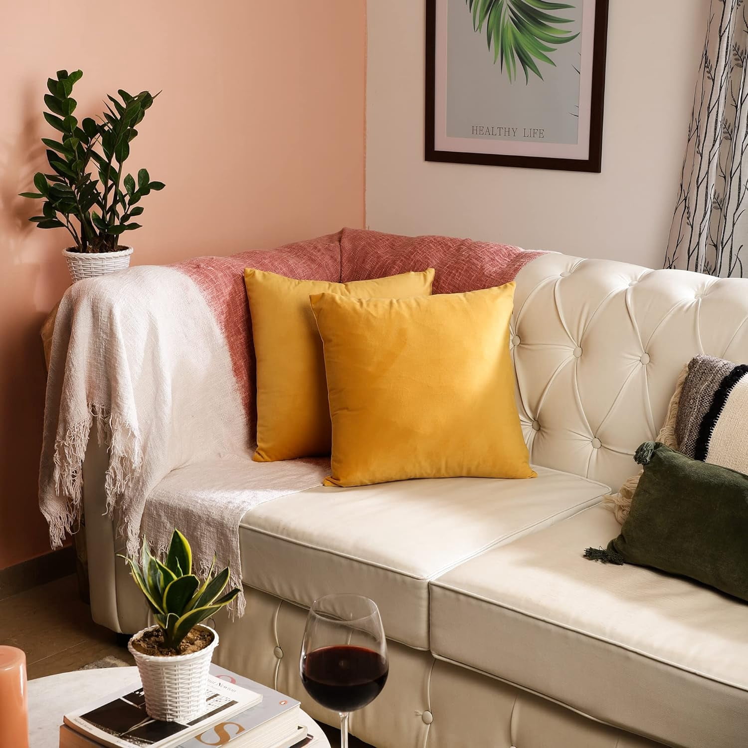 Rely+ Set of 2 Decorative Velvet Throw Pillow Covers Farmhouse Cushion ...