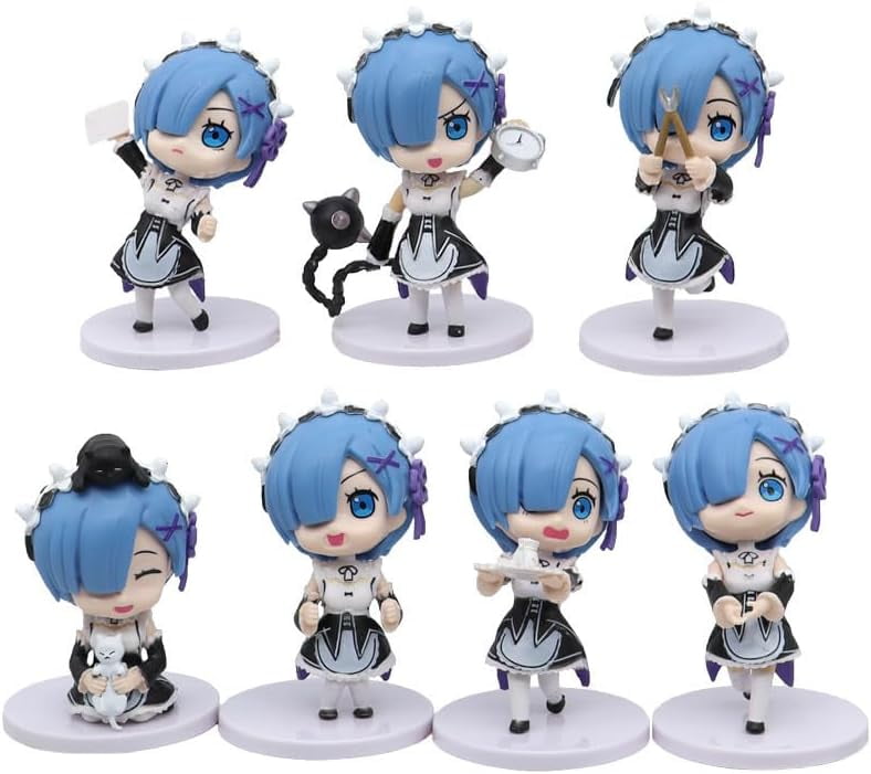 Rem Figure Seven Q Version Maid Costume Rem Figurine 10cm/3.9inch ...