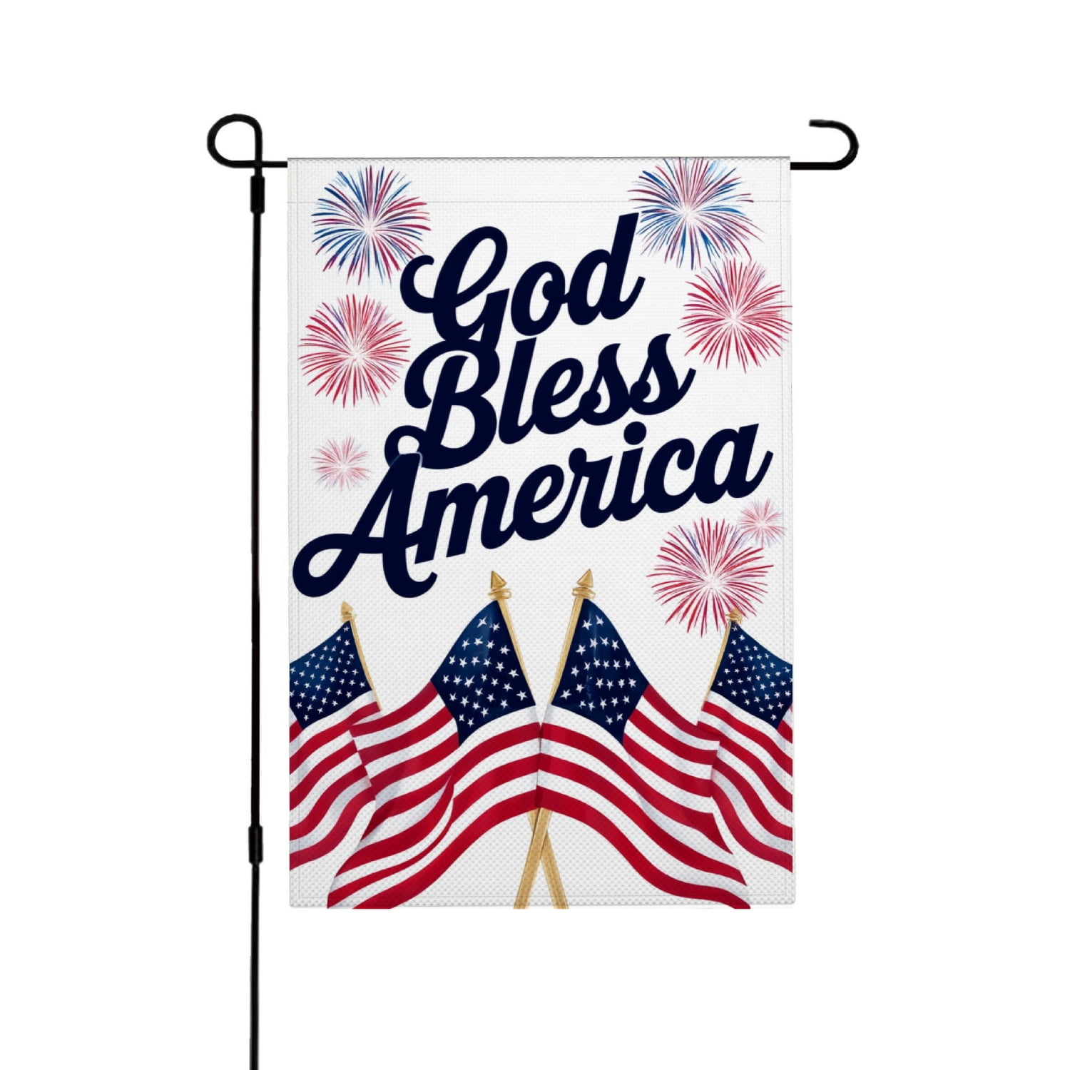 Remain Unique God Bless America Linen Garden Flag with Fireworks and ...