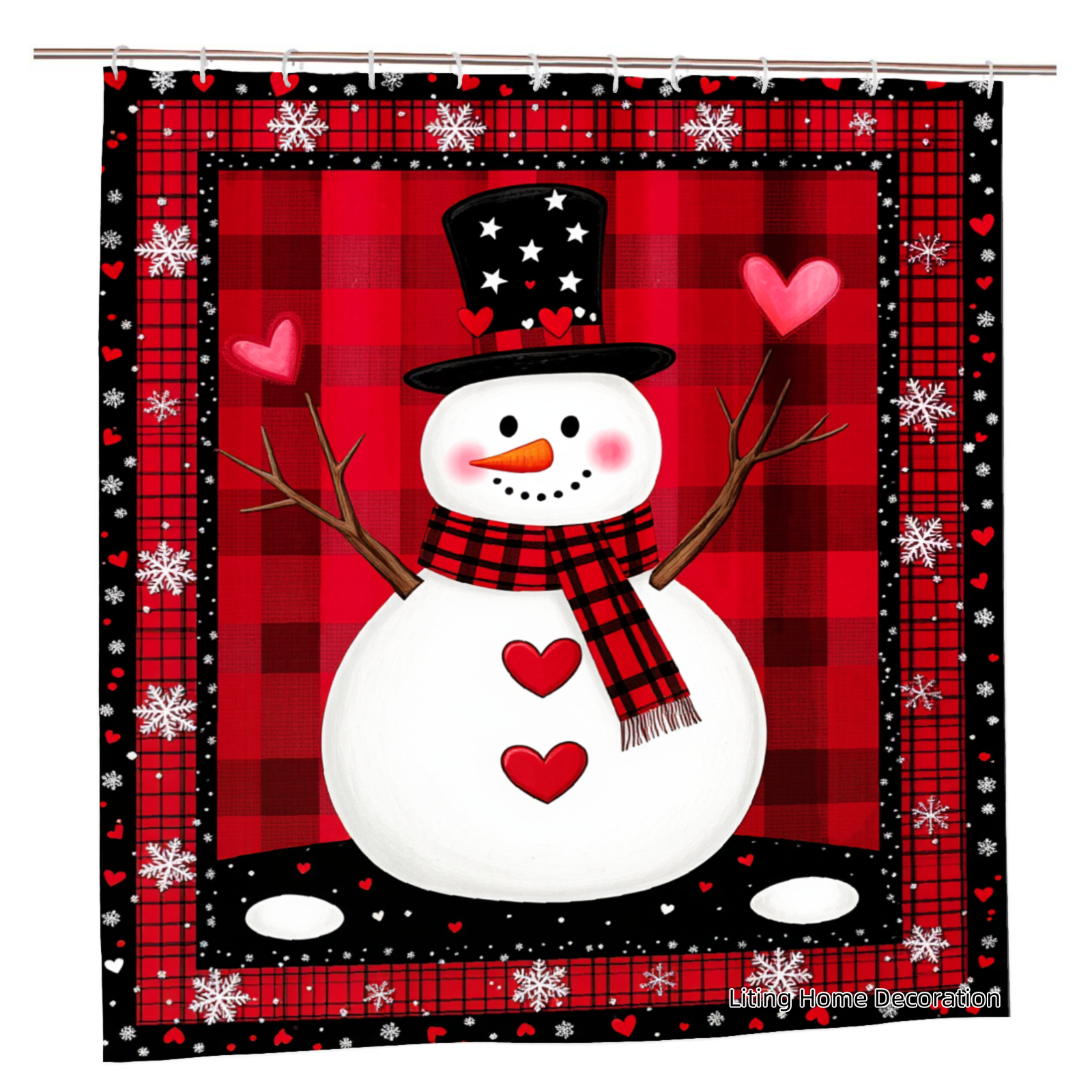 Remain Unique Snowman with Plaid Hat and Scarf Red Checkered Pattern ...