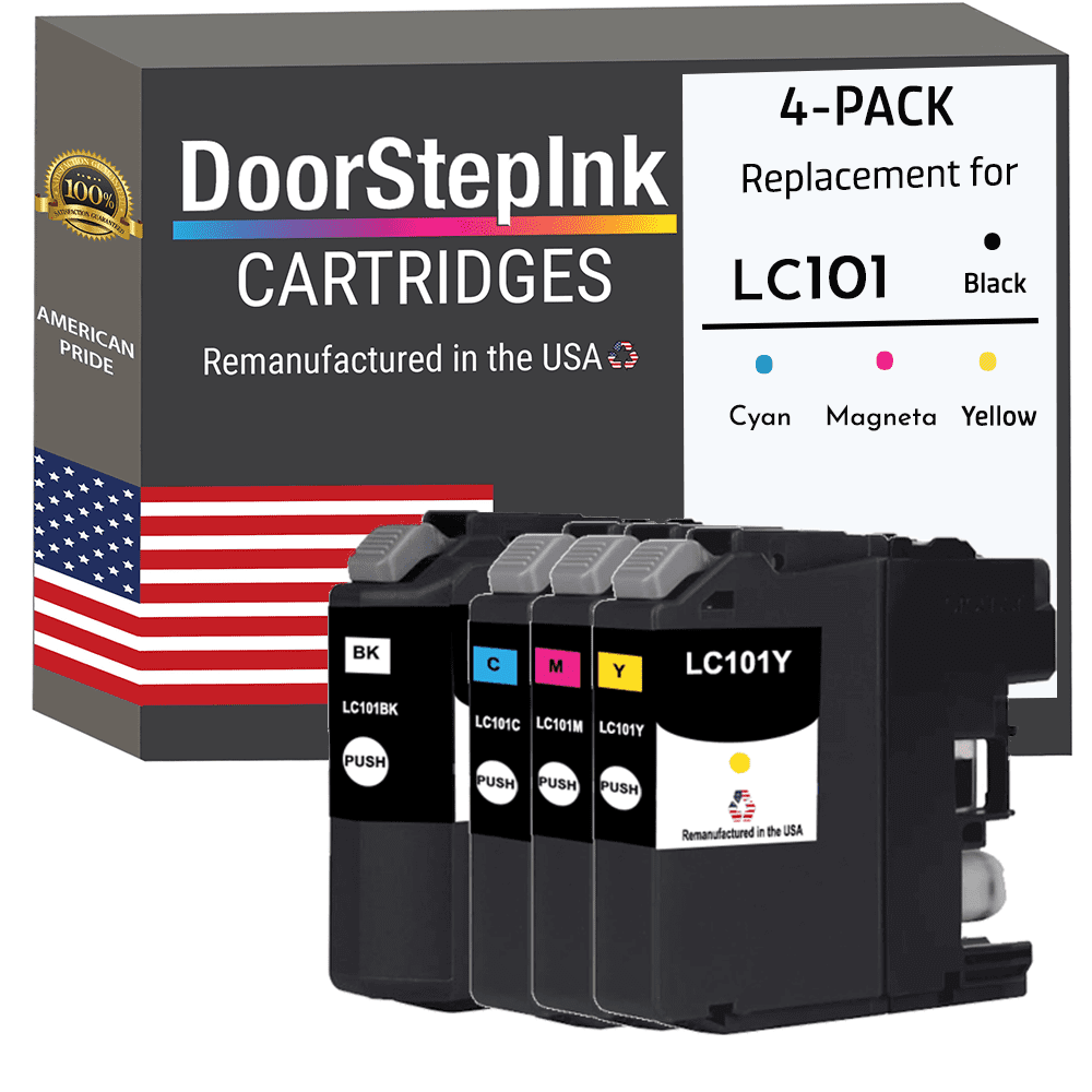 Remanufactured DoorStepInk Ink Cartridges for Brother LC101 Black, Cyan ...
