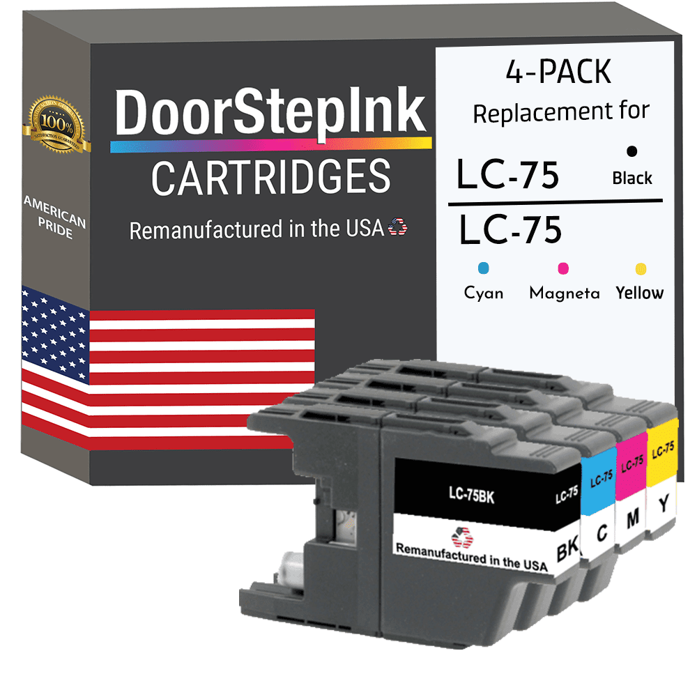 Remanufactured DoorStepInk Ink Cartridges for Brother LC75 Black, Cyan ...