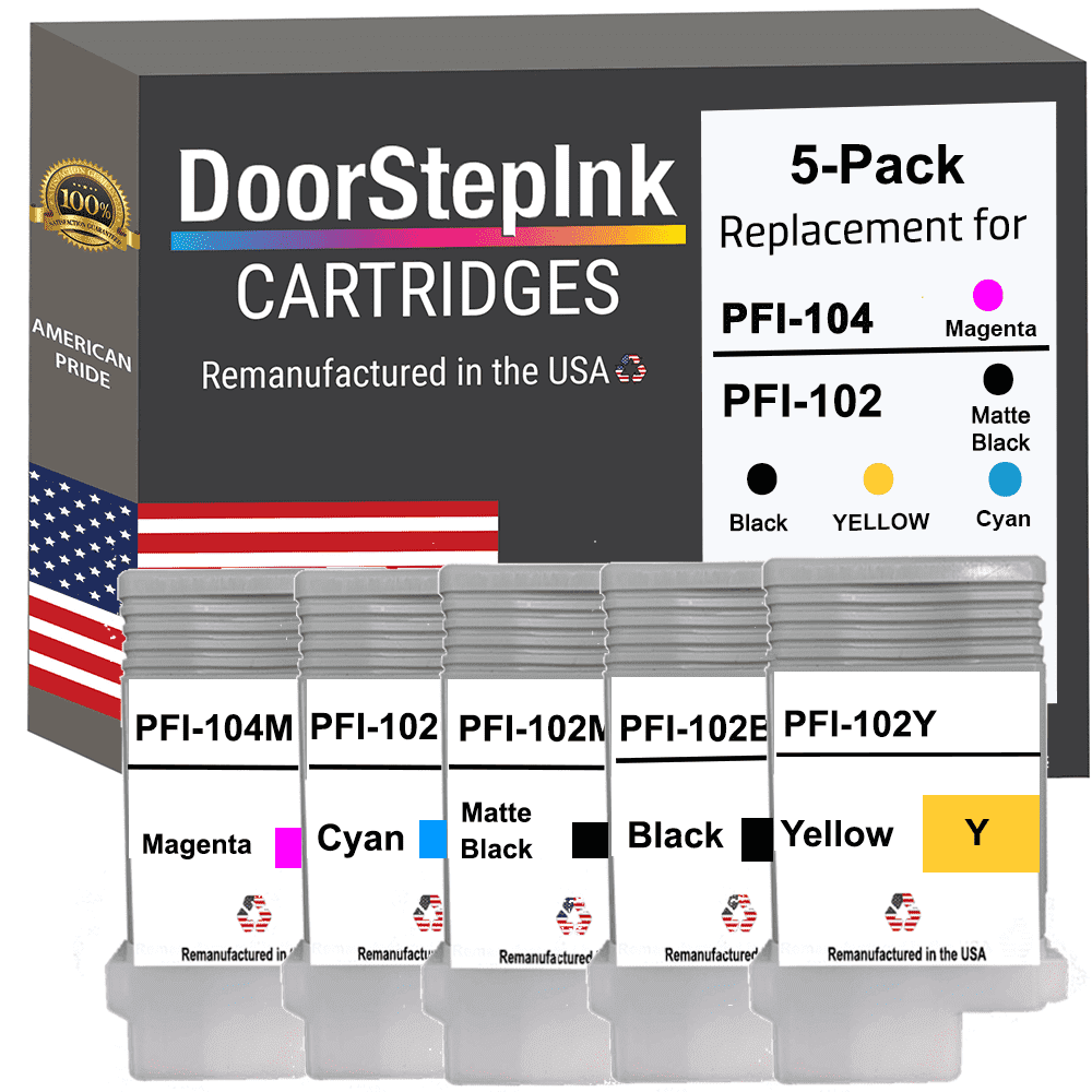 DoorStepInk Ink Cartridges for Canon PFI-102 130ml Black & Color and ...